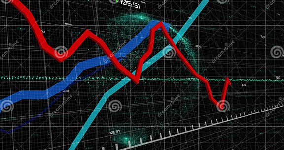 Image of Statistics with Red and Blue Lines and Data Processing Over ...