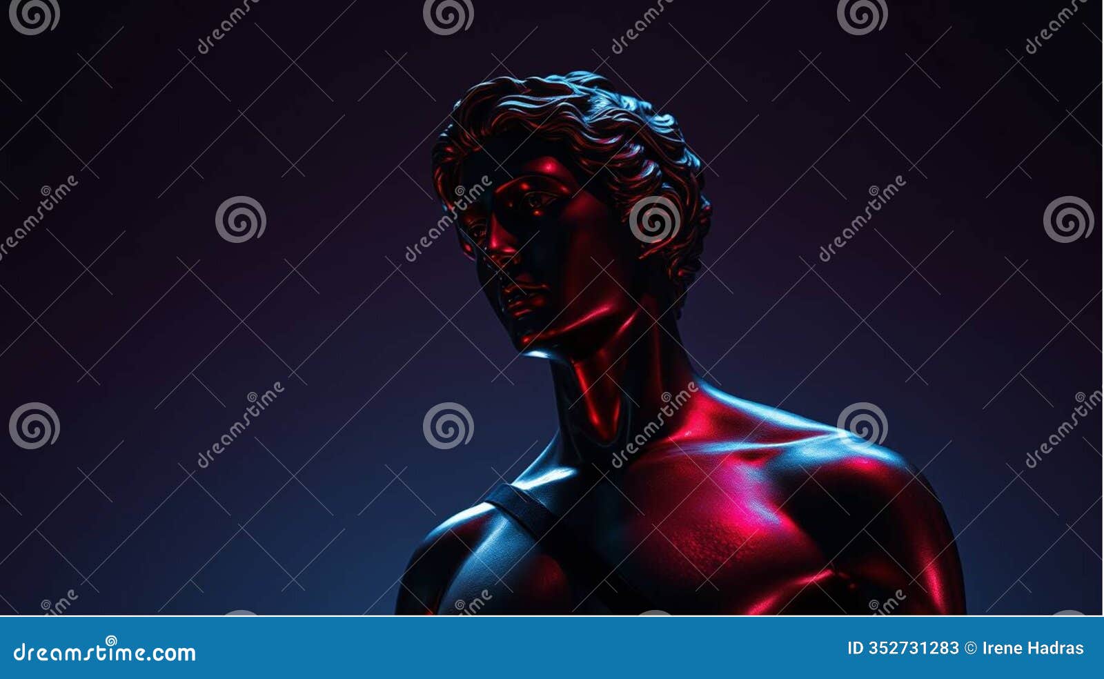 An Image of a Statue Man with Red Light on His Face Generated Stock ...