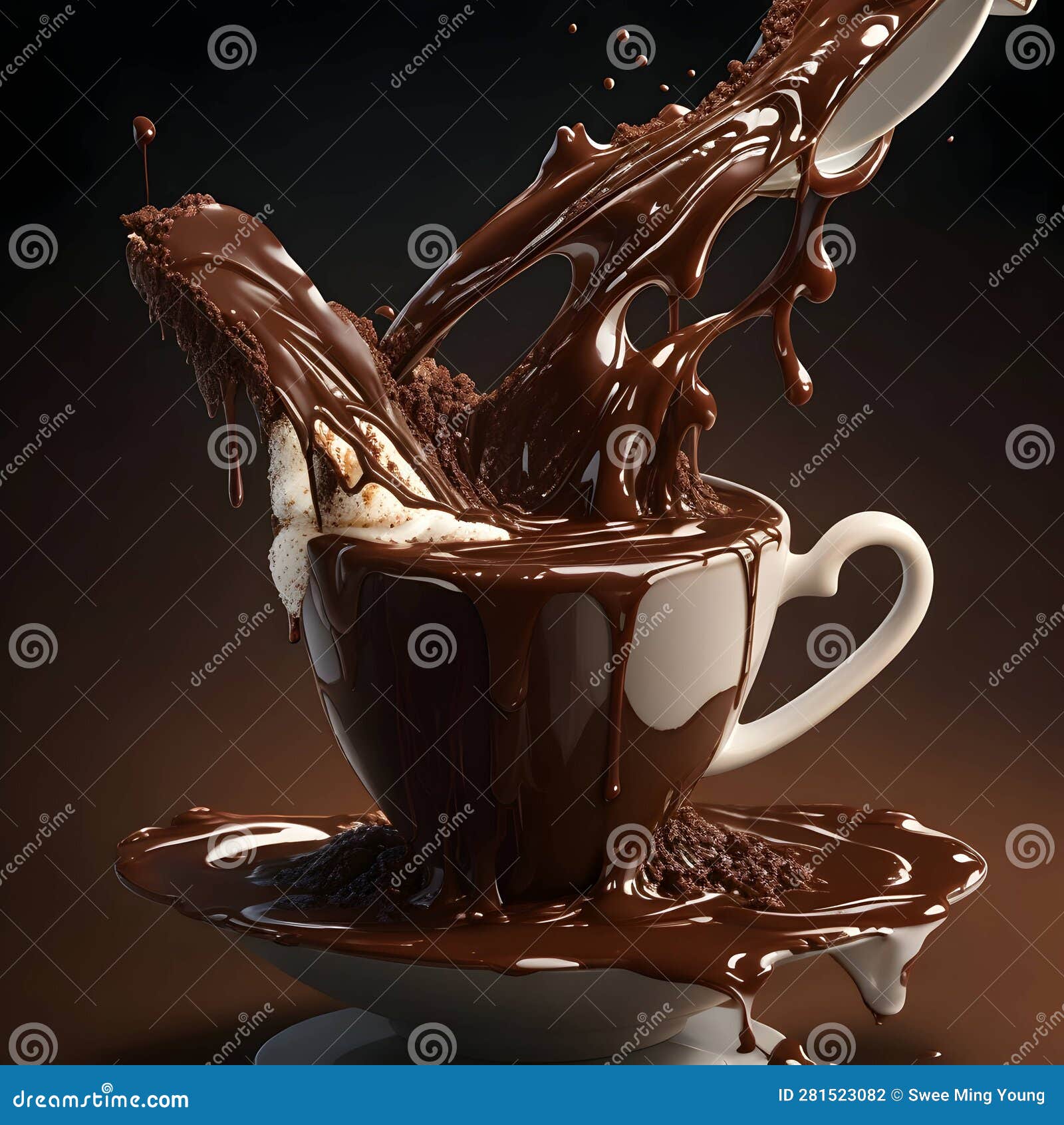 Image of a Steaming Hot Cup of Coffee Meets Cascading Ribbon of Melted ...