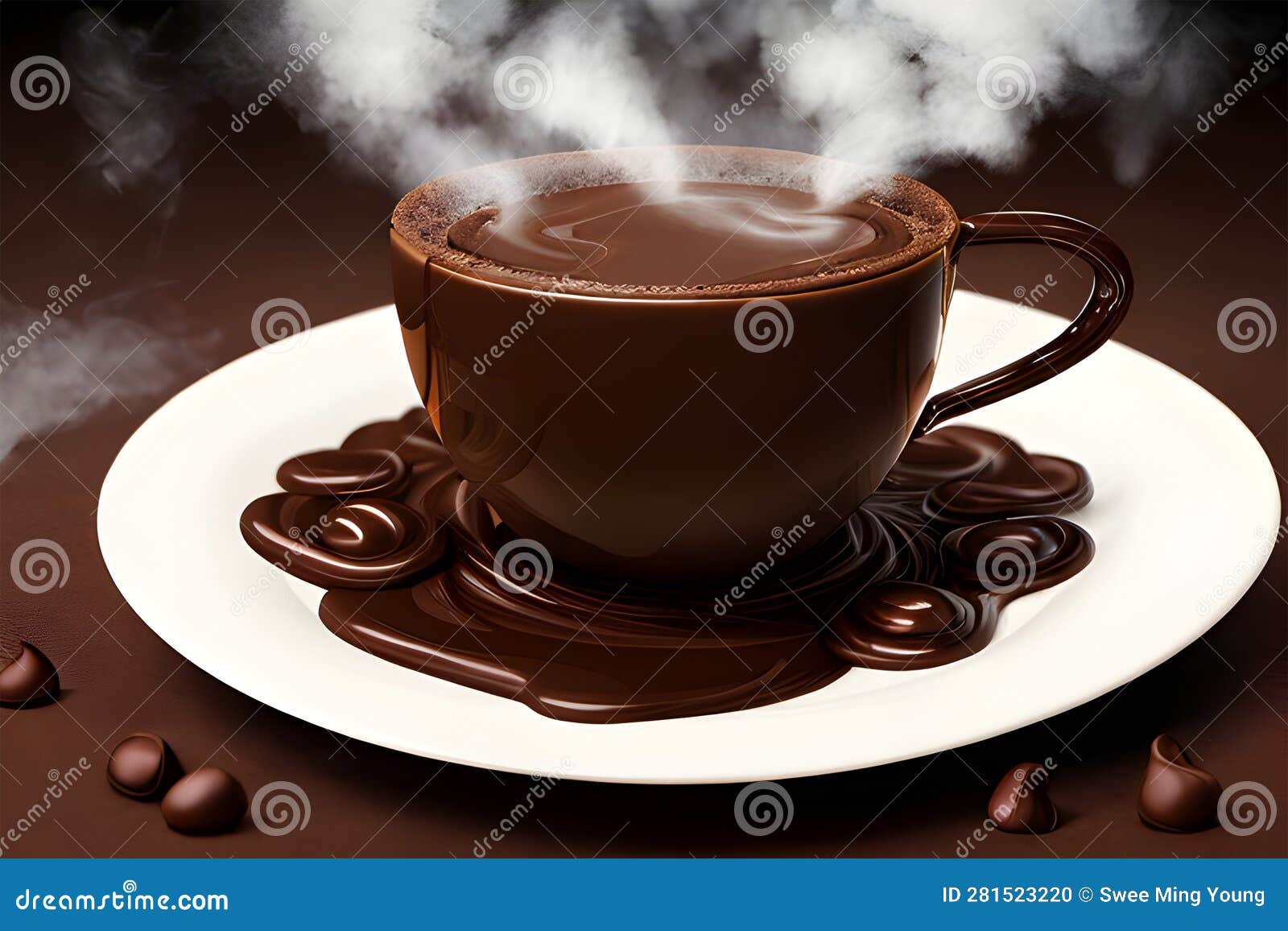 Image of a Steaming Hot Cup of Coffee Meets Cascading Ribbon of Melted ...