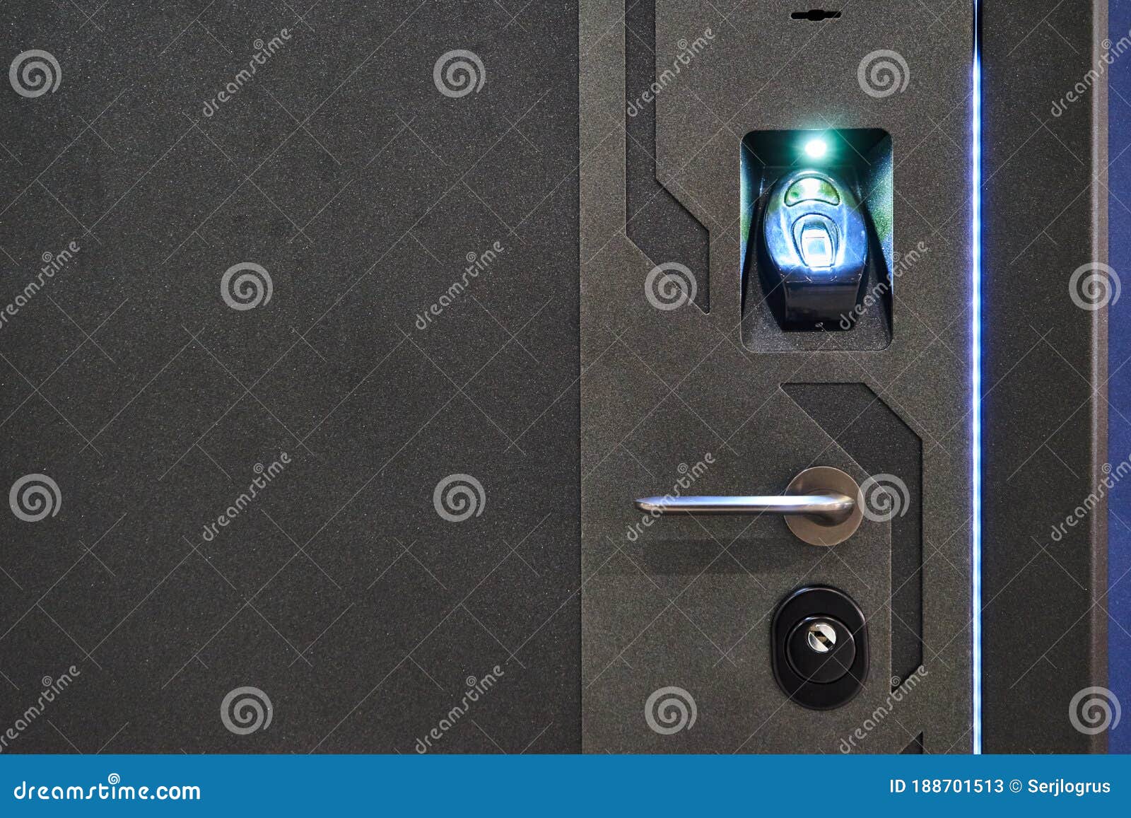 Image of a Steel Door with a Fingerprint Scanner Stock Image - Image of ...