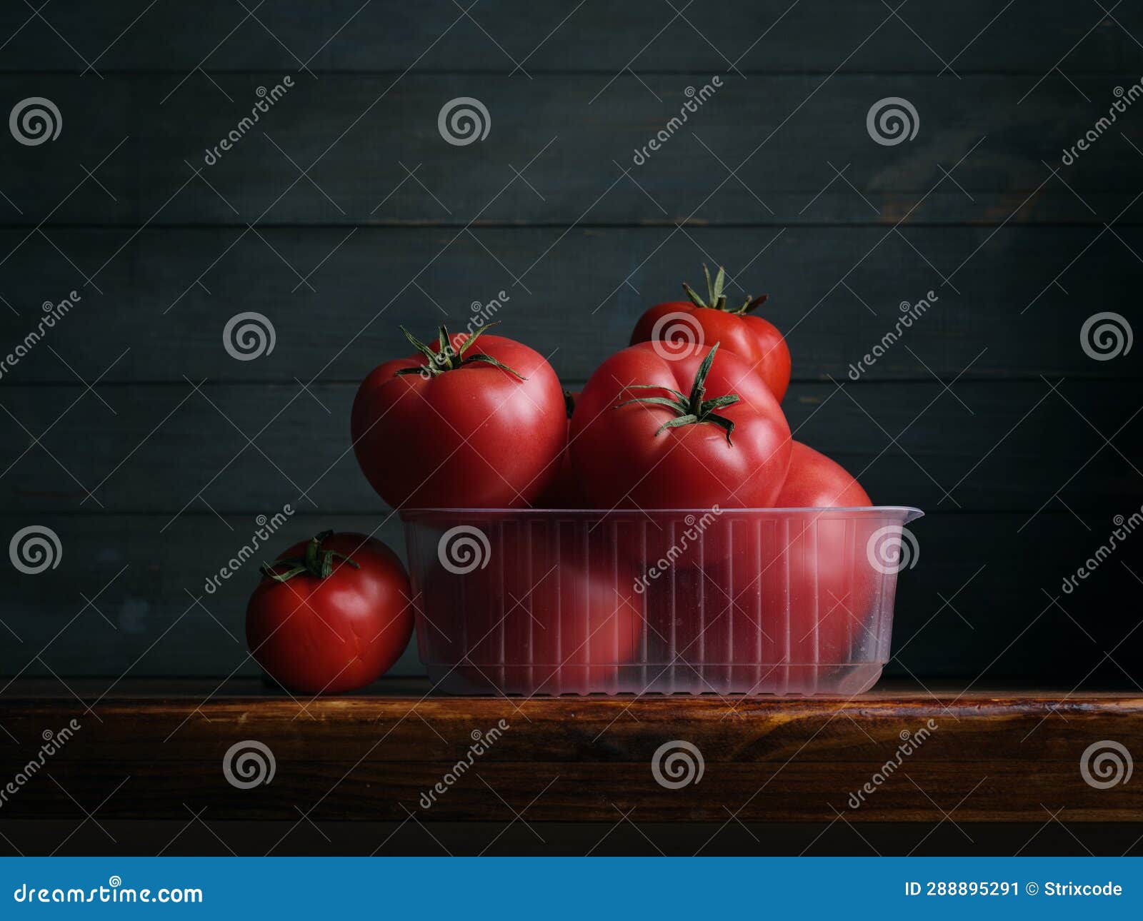 Image of Still Life with Stack of Tomatoes. Dark Wood Background, Antique Wooden Table Stock ...