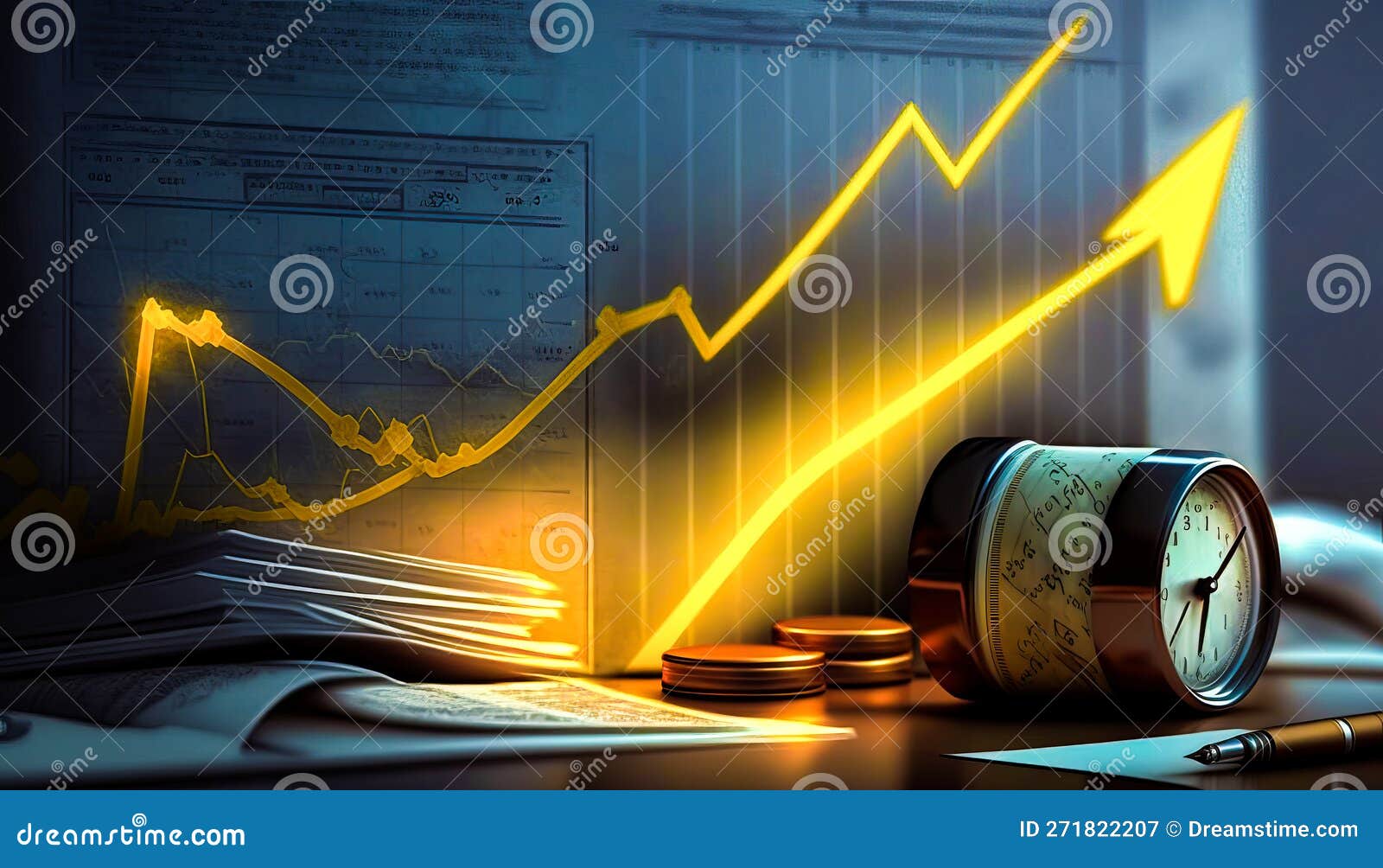 An Image of Stock Chart with an Arrow Pointing Up. Generative AI Stock ...