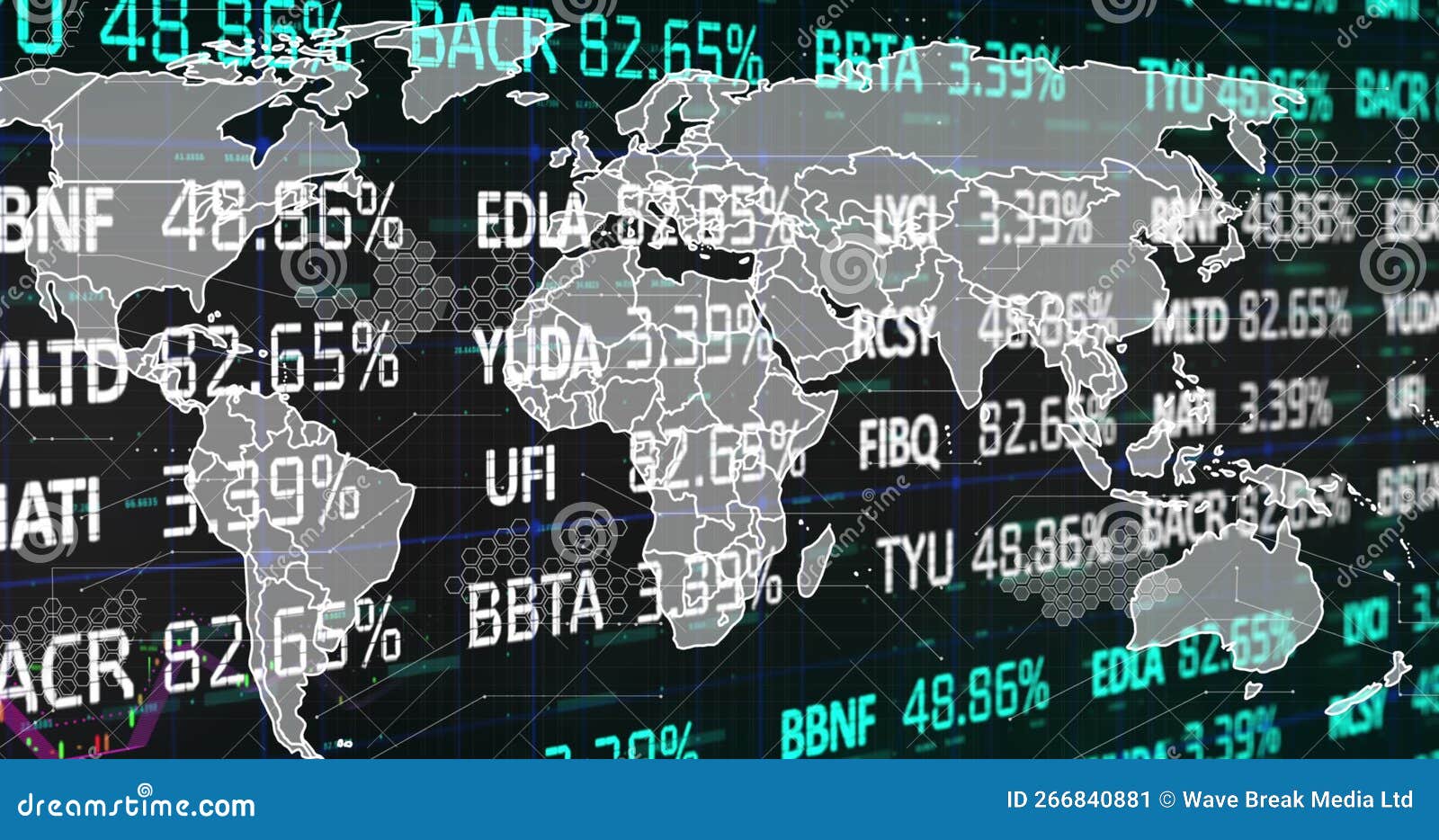 Image of Stock Market Over World Map on Black Background Stock ...