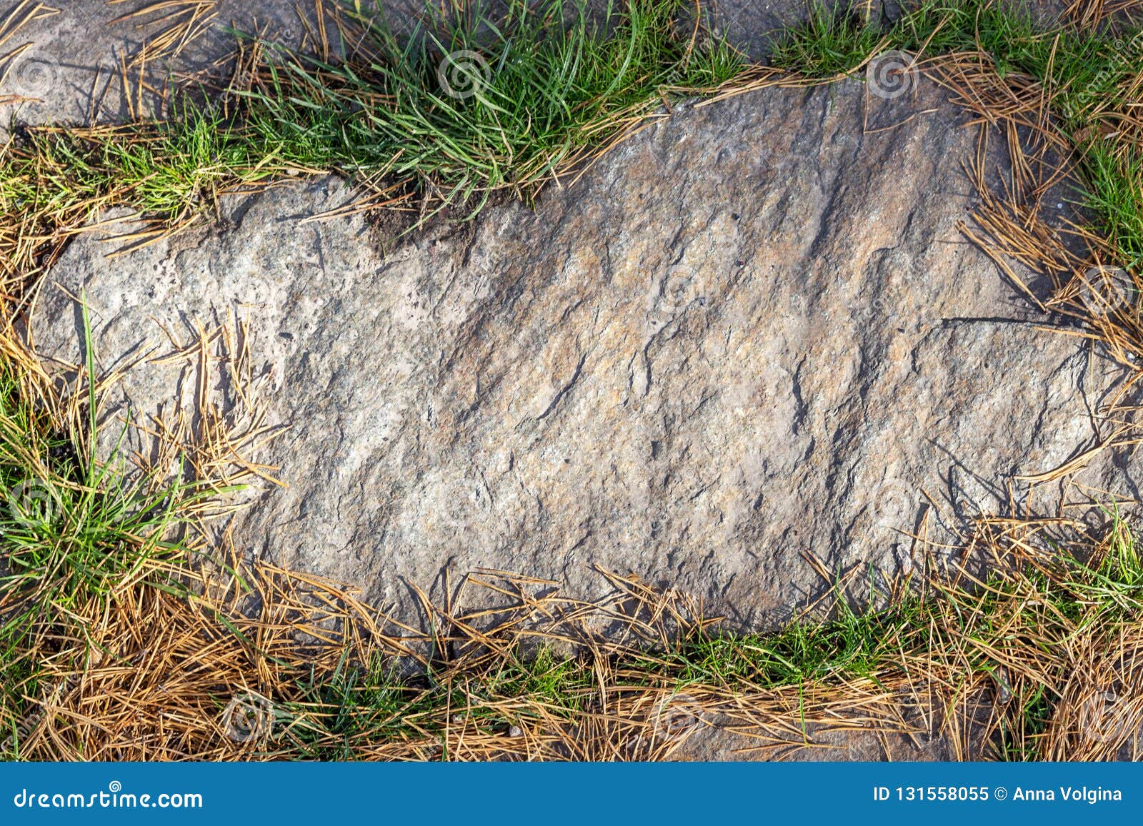 An Image of a Stone Footpath Texture with Green Grass Around Stock ...