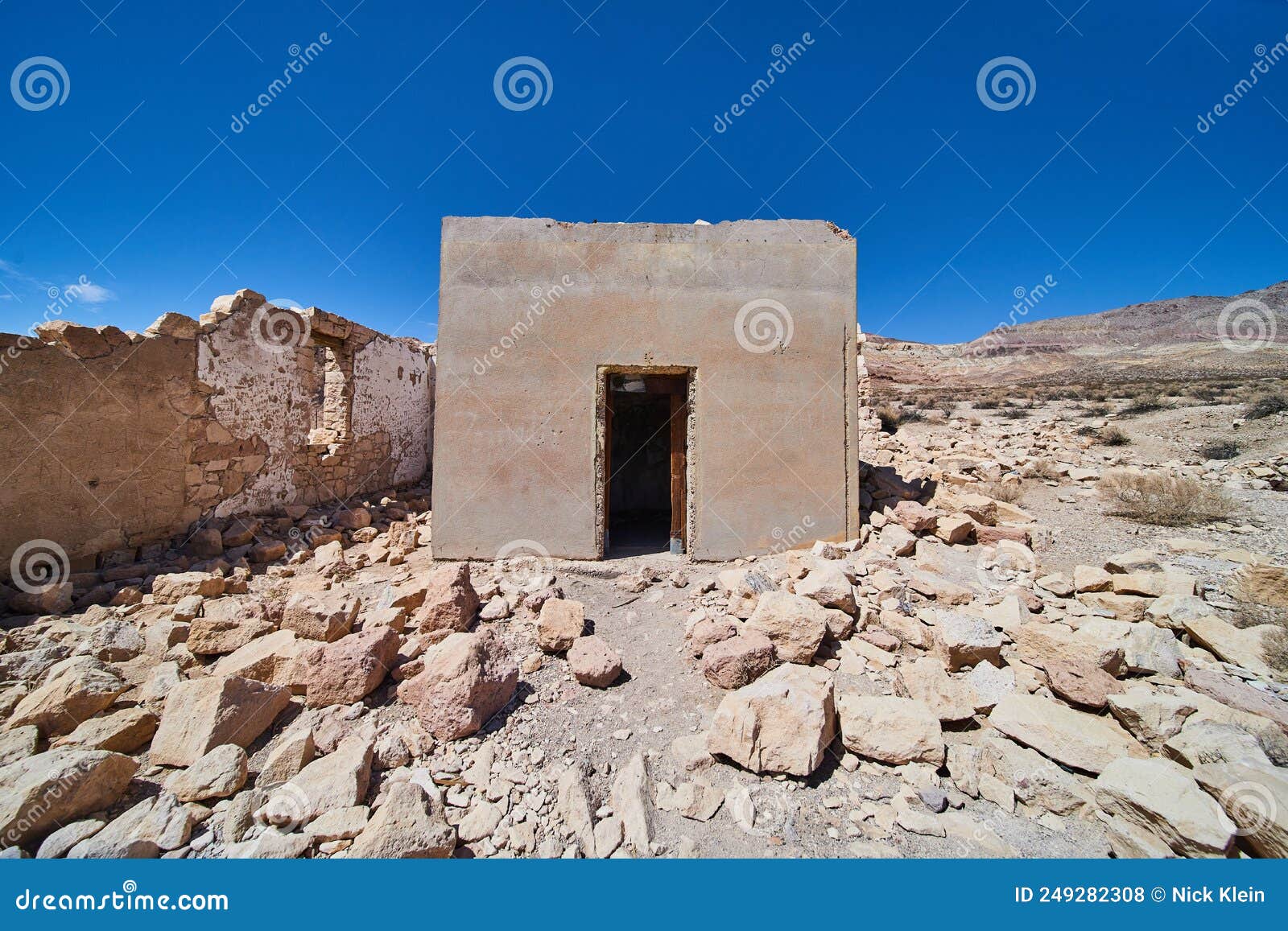 Stone Rubble Inside of Abandoned Desert Building in Ghost Town Stock ...