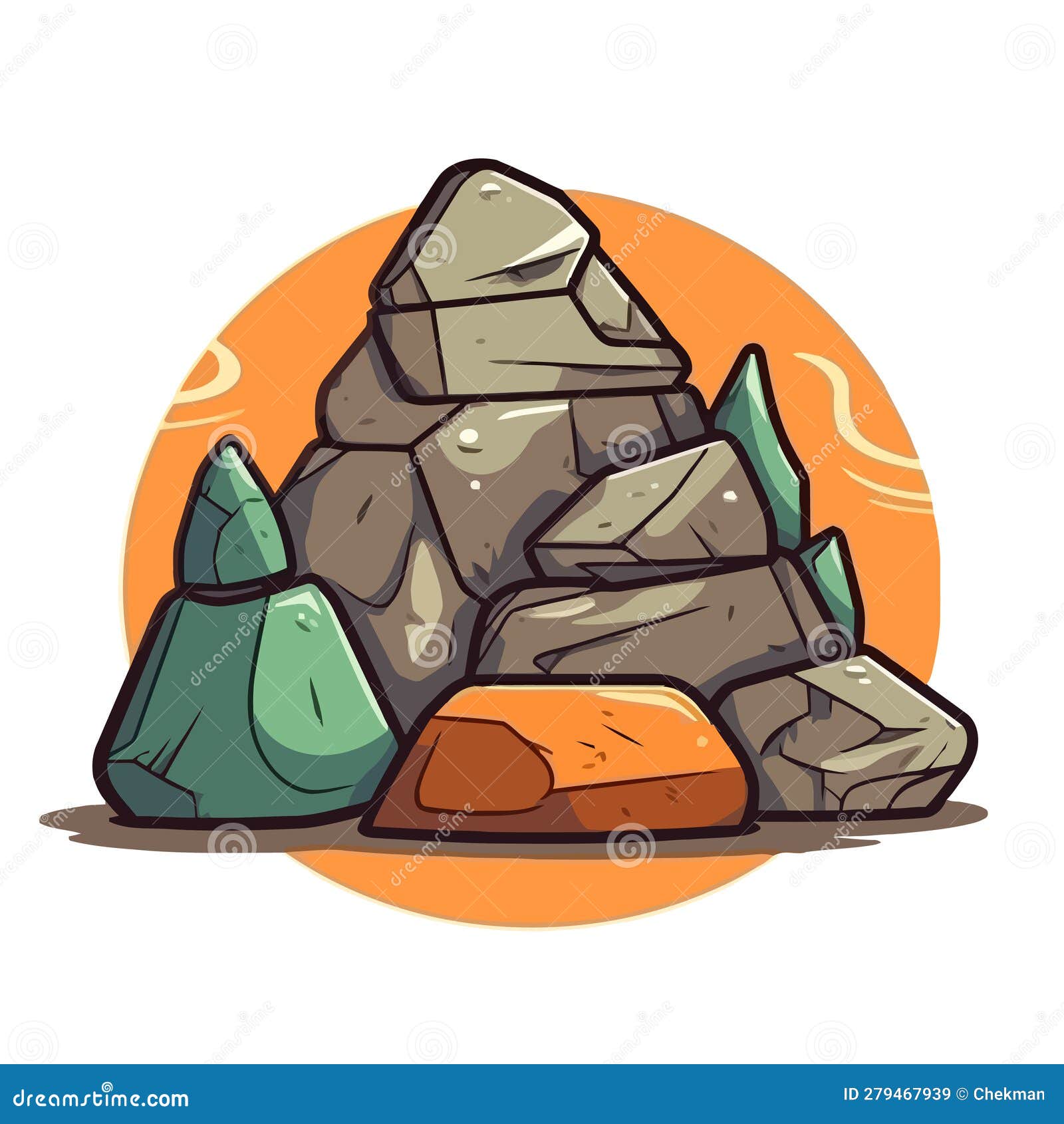 Image of Stones or Rubble Pile. Isolated Gray Rough Granite Stock ...