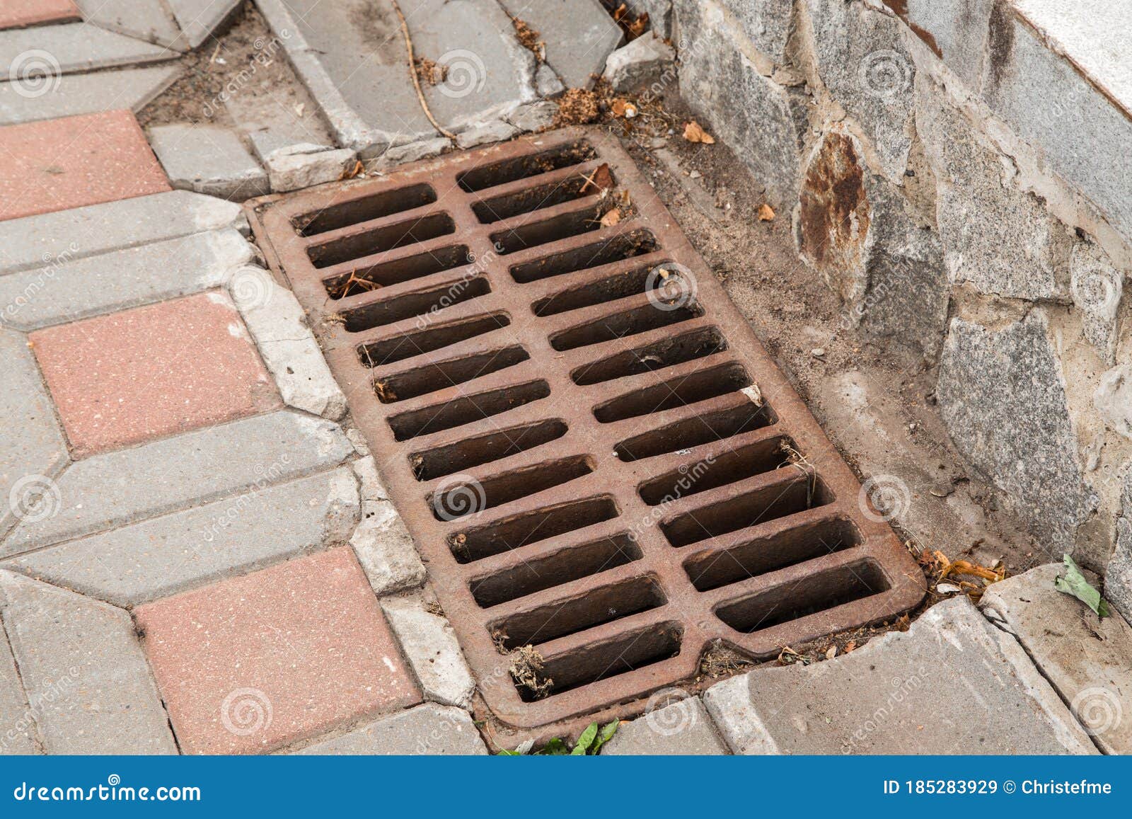 Image of Storm Drain and Pavement in Dry Day Stock Image - Image of ...