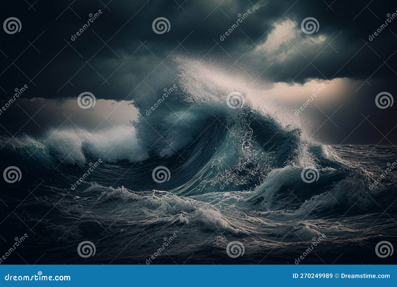 An Image of a Stormy Sea with Dark Clouds Overhead, the Turbulent and ...
