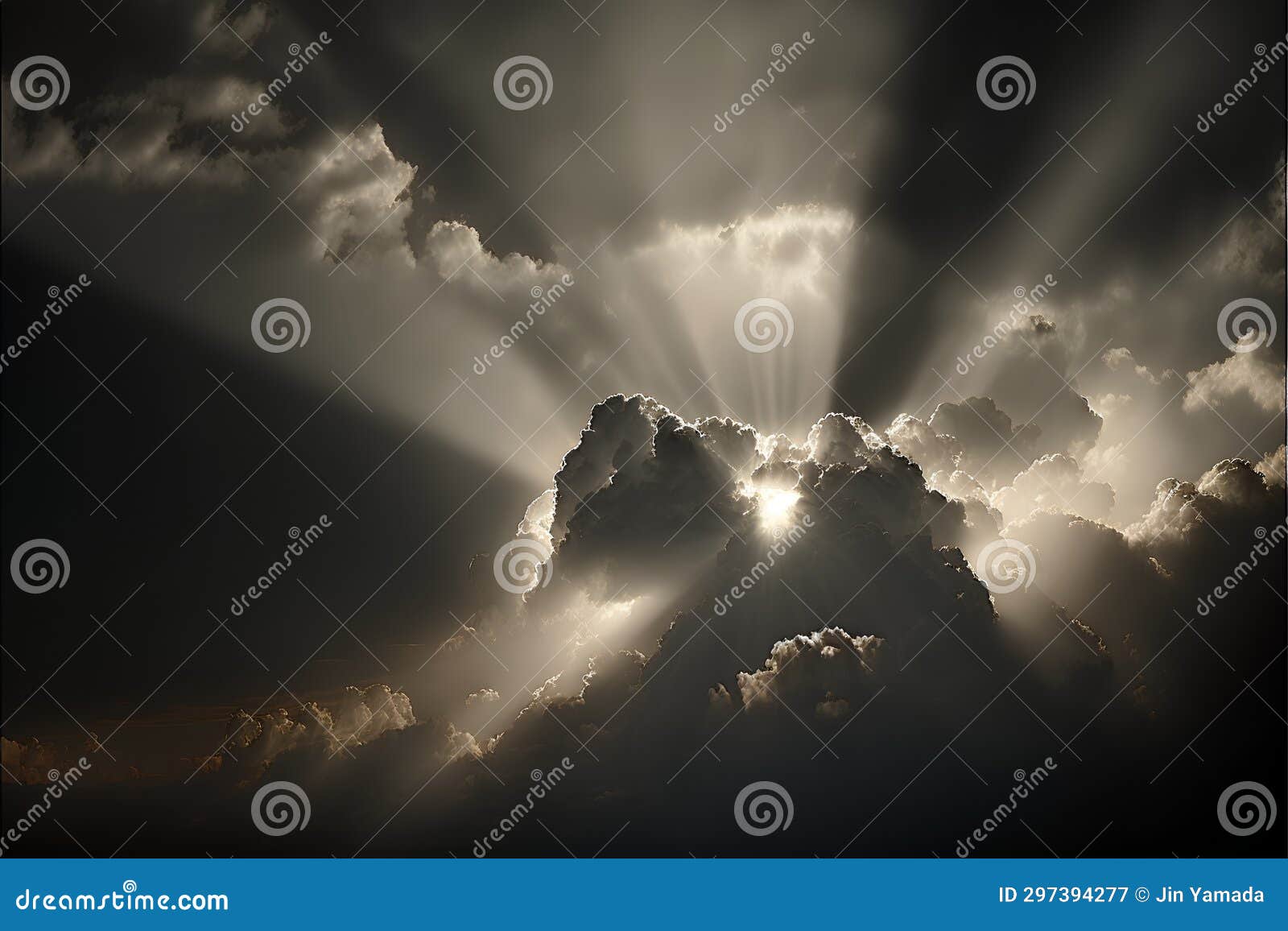 Image of Stormy Sky with Clouds and Rays of Light Shining through Stock ...