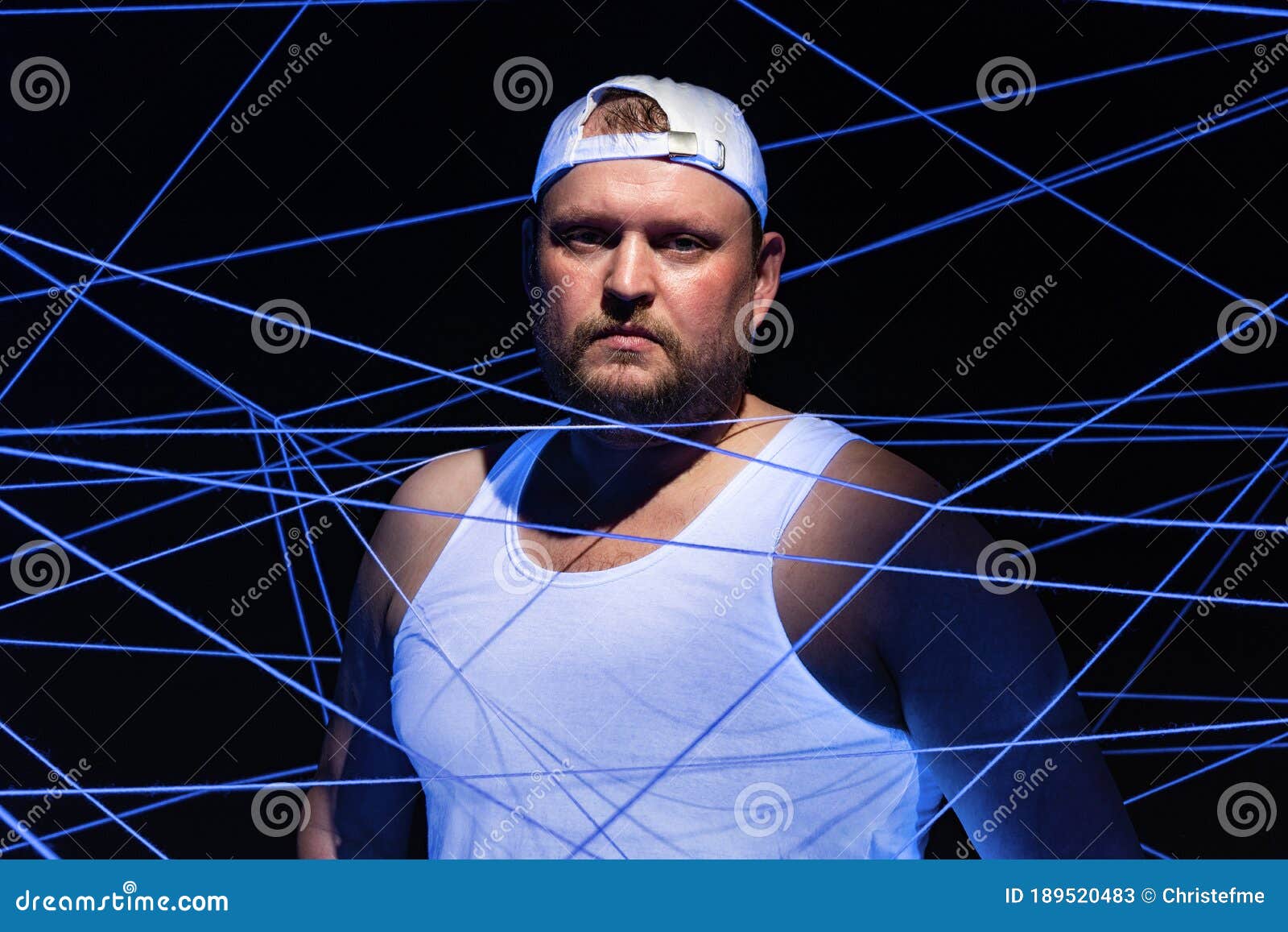 Image of Stout Man with White Threads in Ultraviolet Stock Image ...