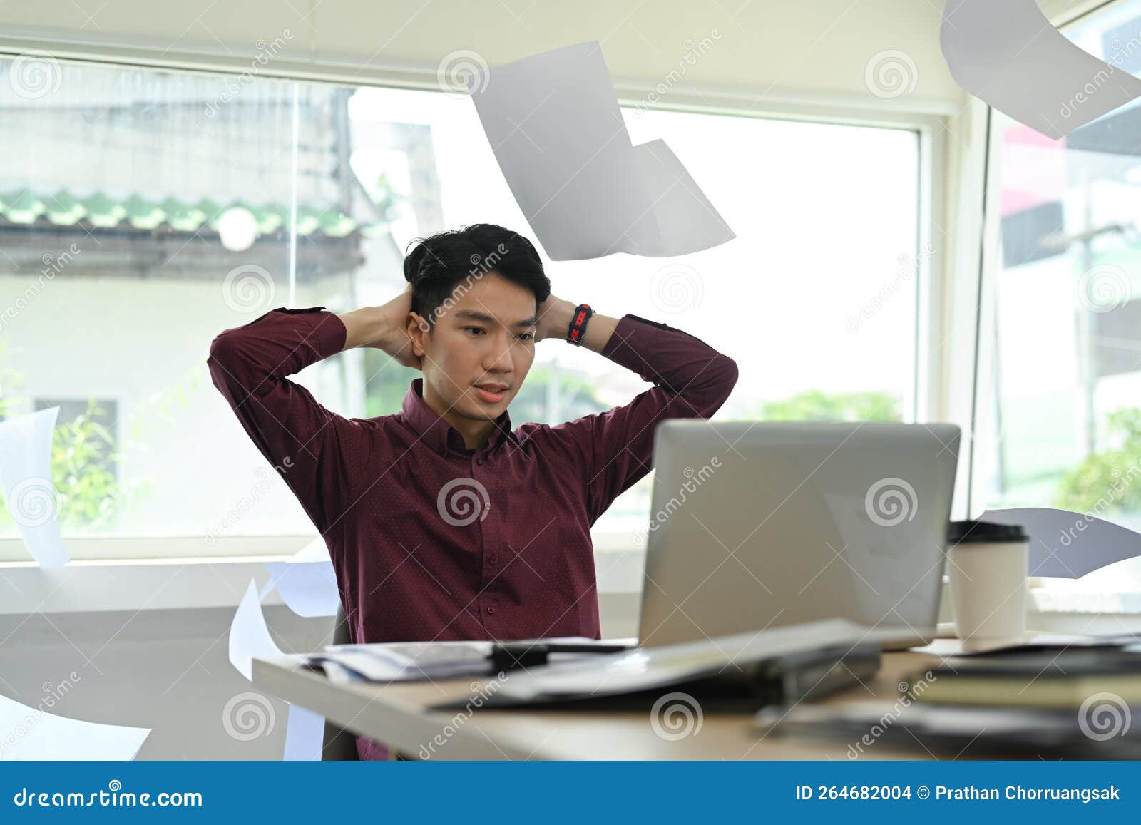 Image of Stressed Man Office Worker Feeling Distressed Anxious with ...