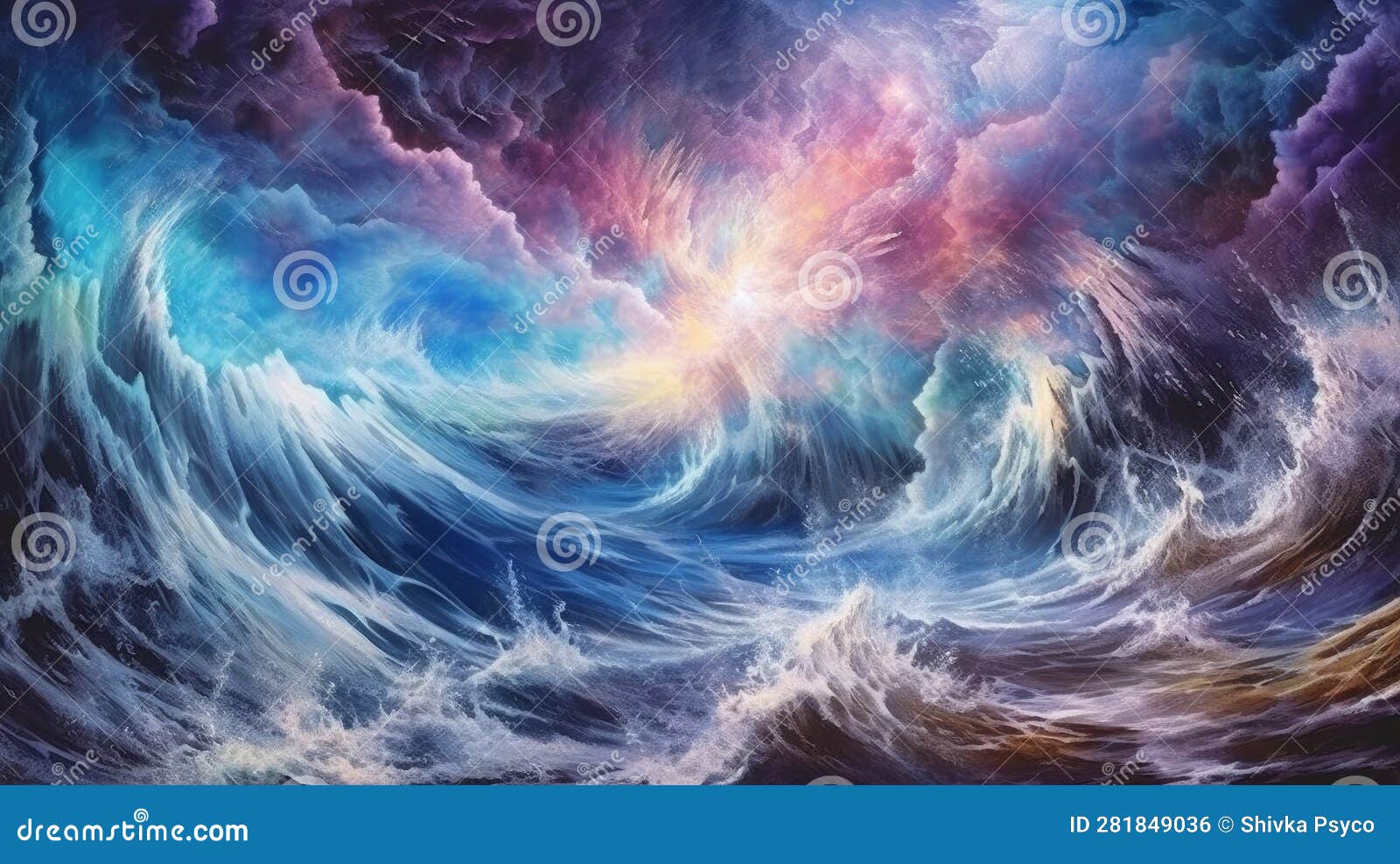 Image of Strong Sea Storm Huge Waves Lightning Bolts Epic Stock ...