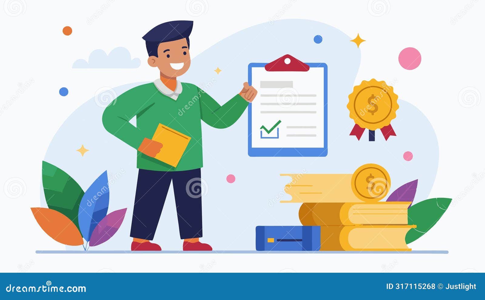 Student Completion Certificate And Cap Cartoon Vector | CartoonDealer ...