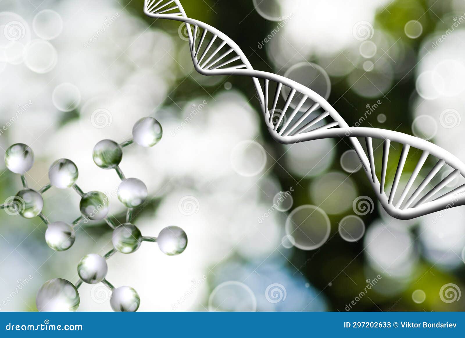 Image of Stylized Dna Chains on a Blurred Background. 3D-image Stock ...