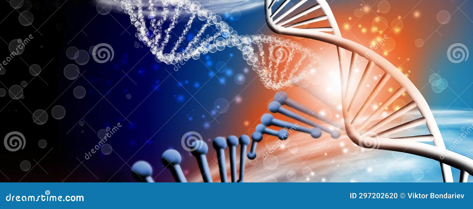 Image of Stylized Dna Chains on a Blurred Background. 3D-image Stock ...