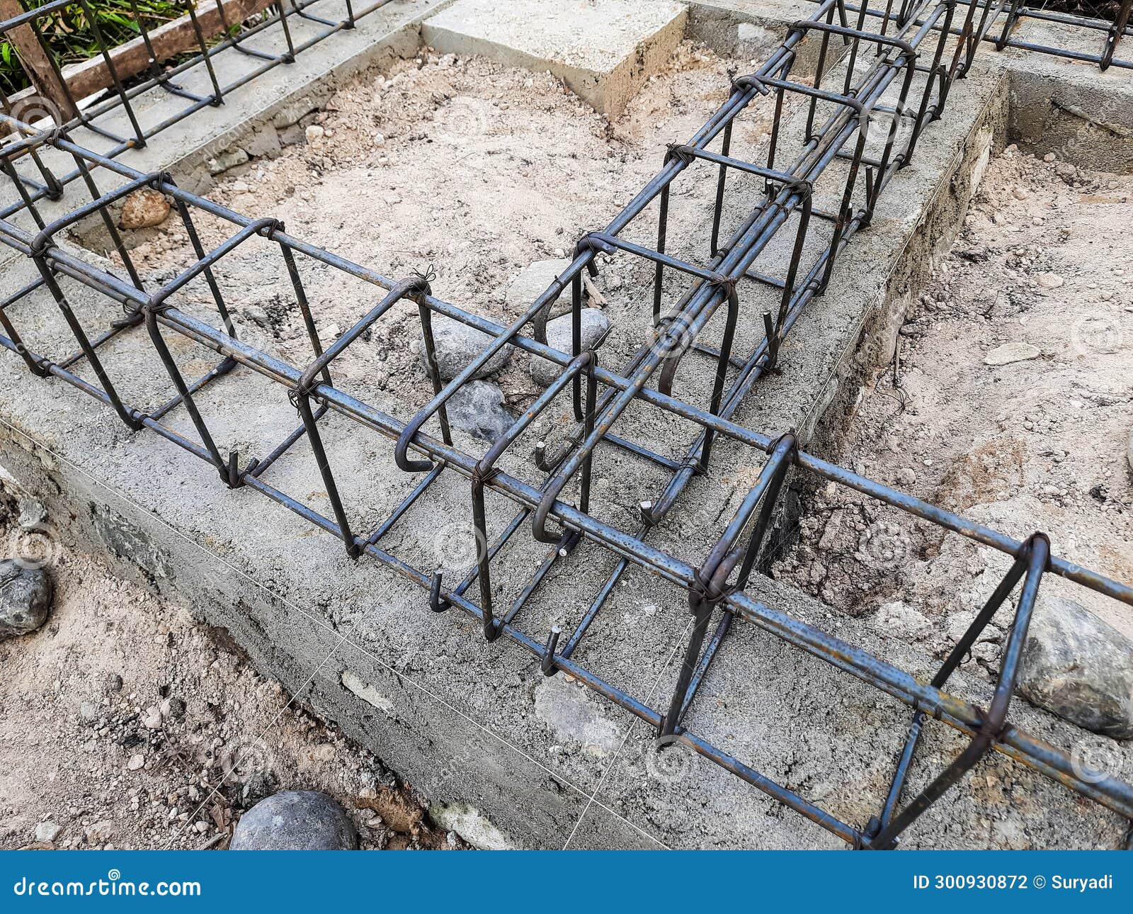 Series of Iron Wire Frames Used for Building or House Foundations Stock ...