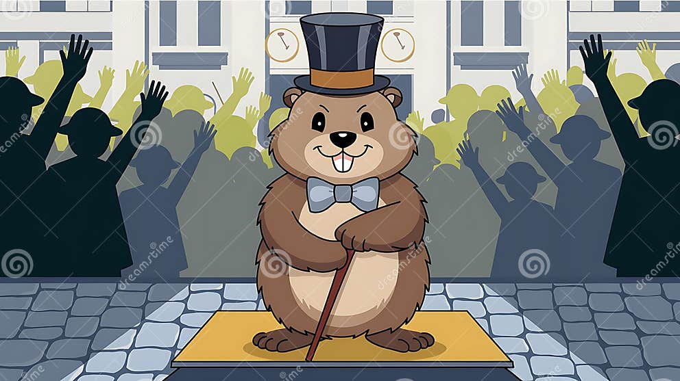 Dapper Groundhog Makes Groundhog Day Prediction Stock Illustration ...
