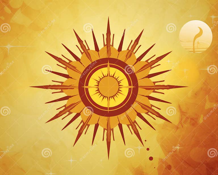 An Image of a Sun with a Circle Around it Stock Illustration ...