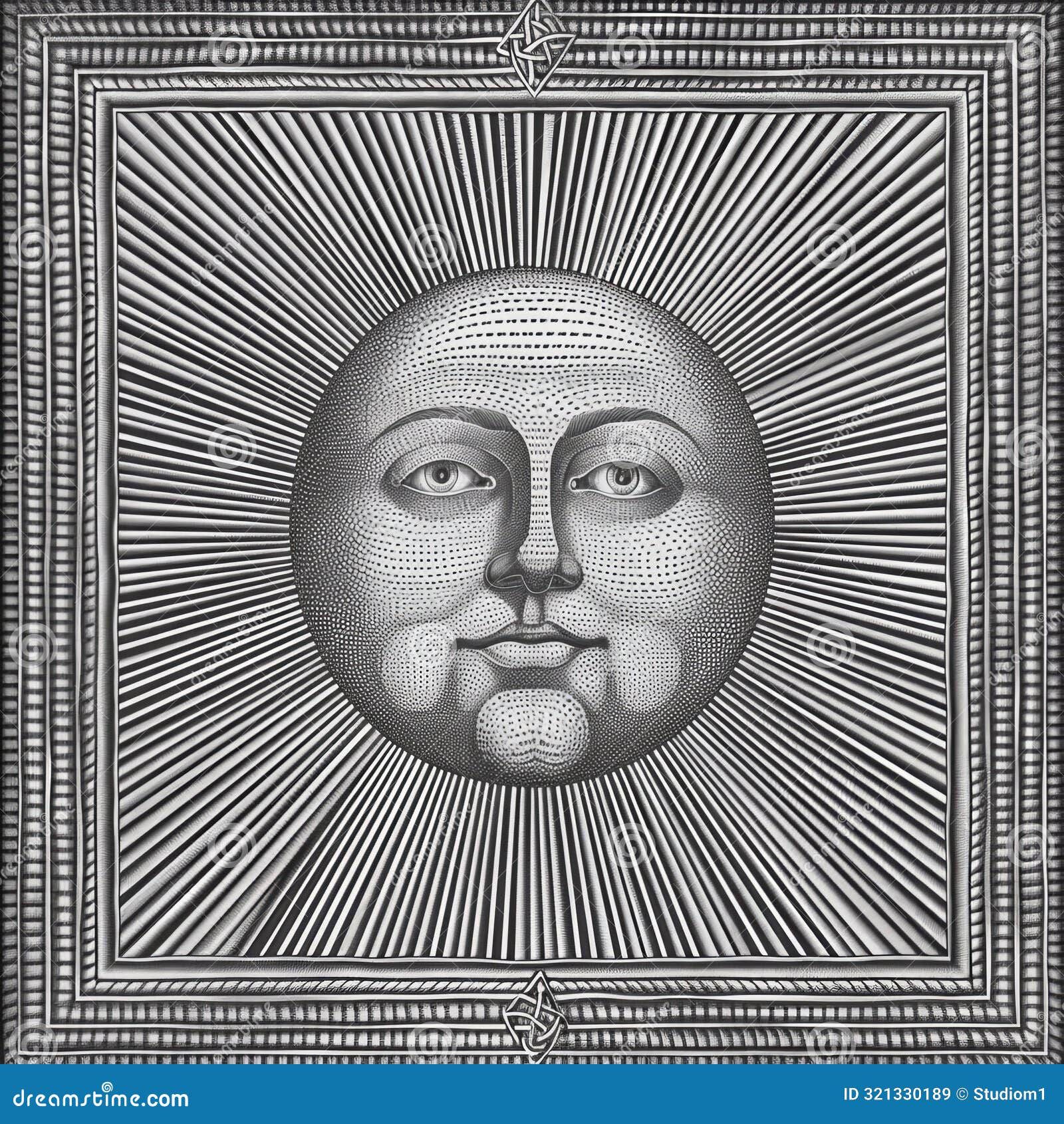 An Image of the Sun with a Face and Rays. a Mystical, Esoteric or ...