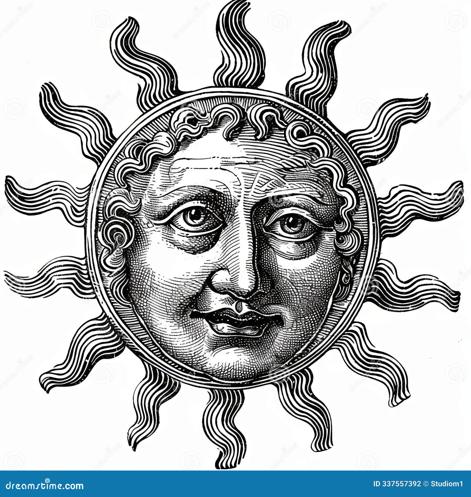 An Image of the Sun with a Face and Rays. a Mystical, Esoteric or ...