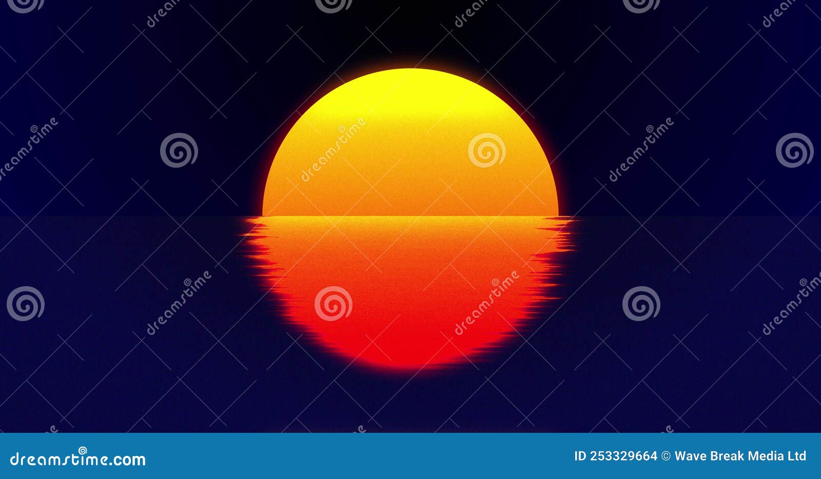 Image of Sun Over Water on Black Background Stock Illustration ...