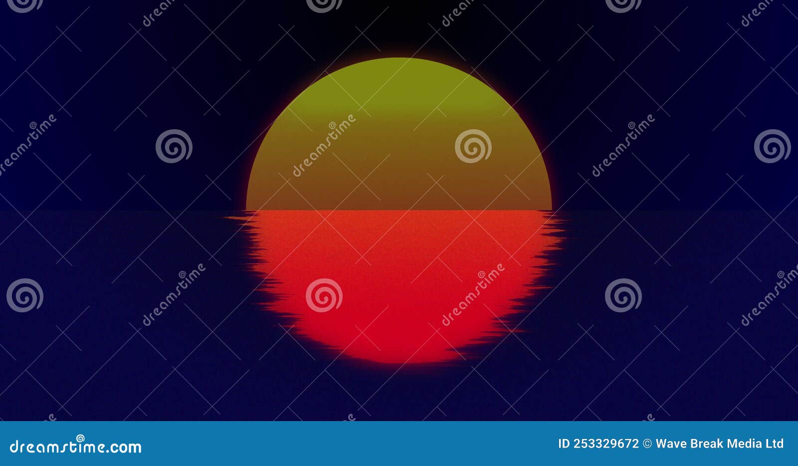 Image of Sun Over Water on Black Background Stock Illustration ...