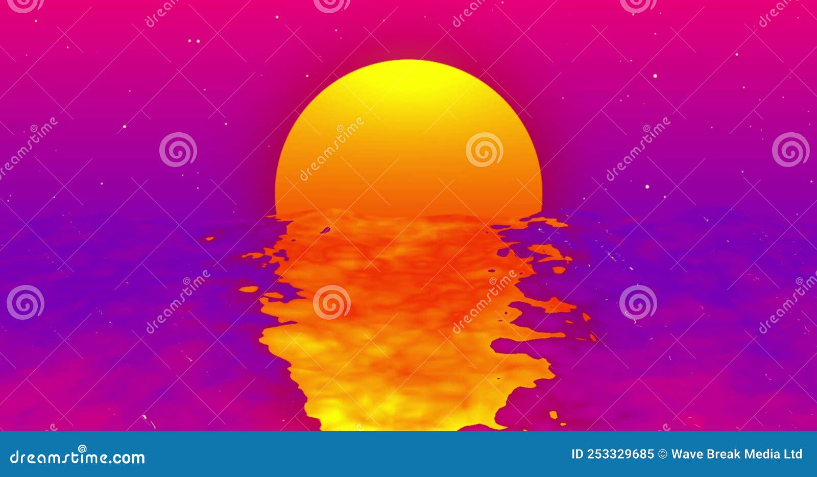 Image of Sun Over Water on Pink Background Stock Illustration ...
