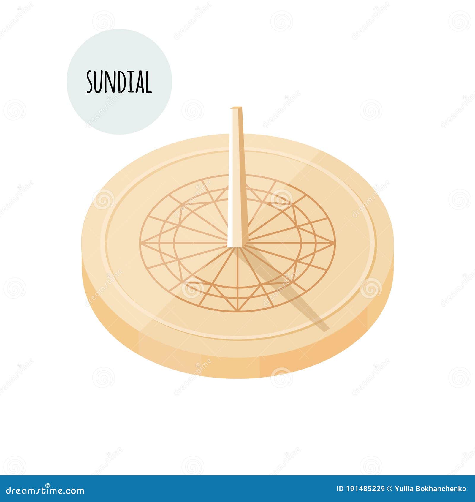 Image of a Sundial. Flat Design. Vector Illustration. Isolated on White ...