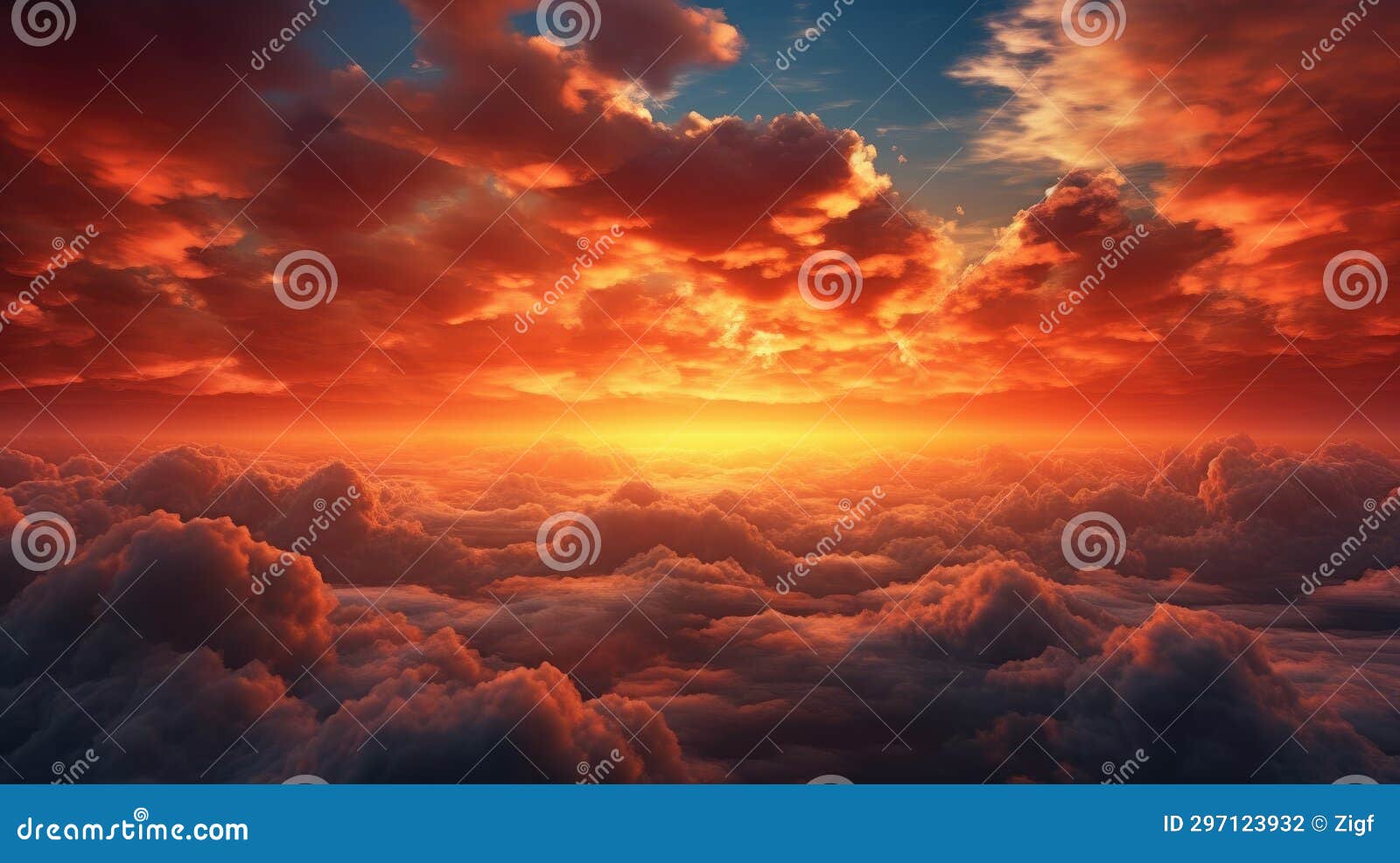 Image of a Sunset Over Clouds with a Bright Red Sun in the Sky and ...