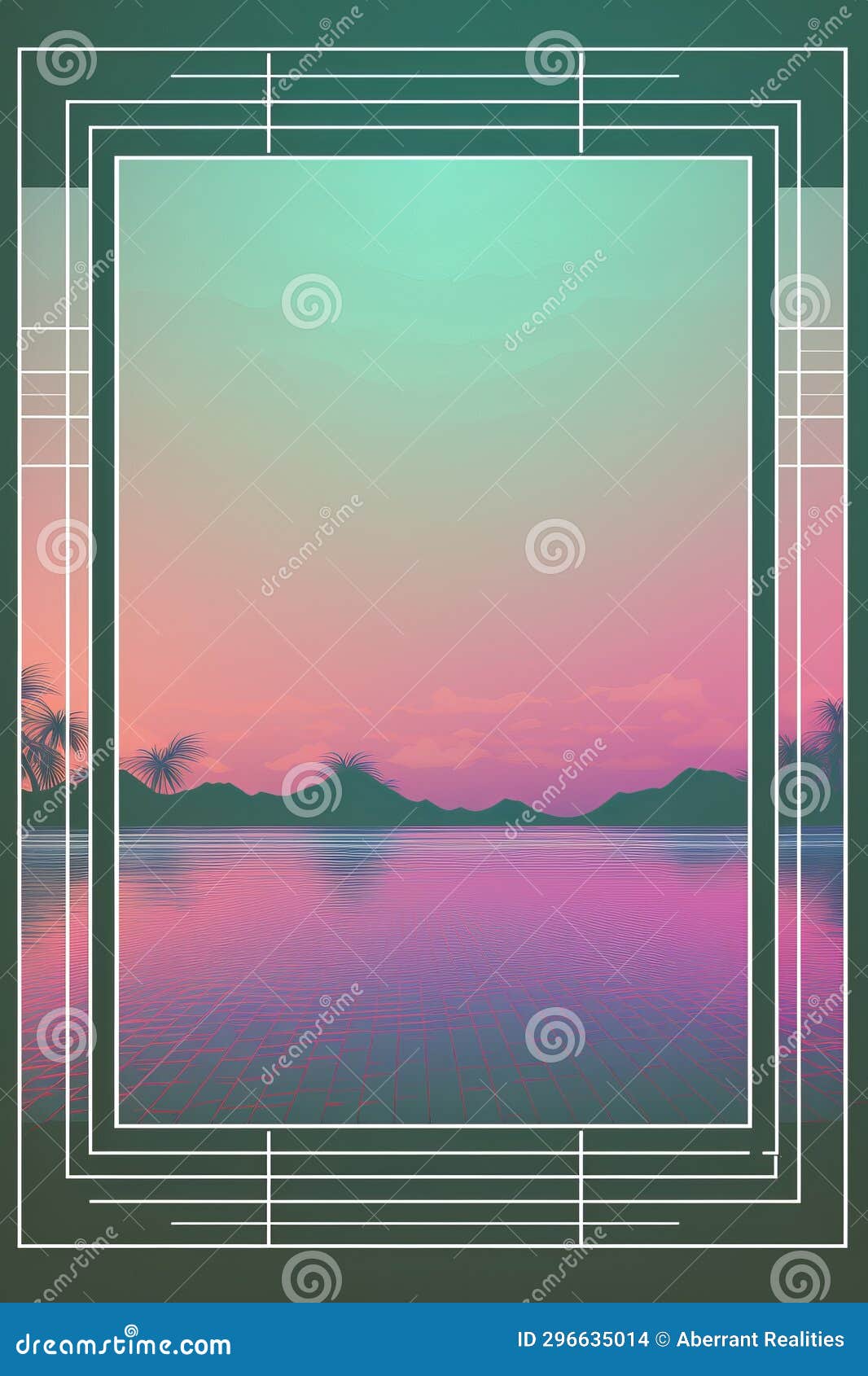 An Image of a Sunset with a Square Frame in Front of it Stock ...