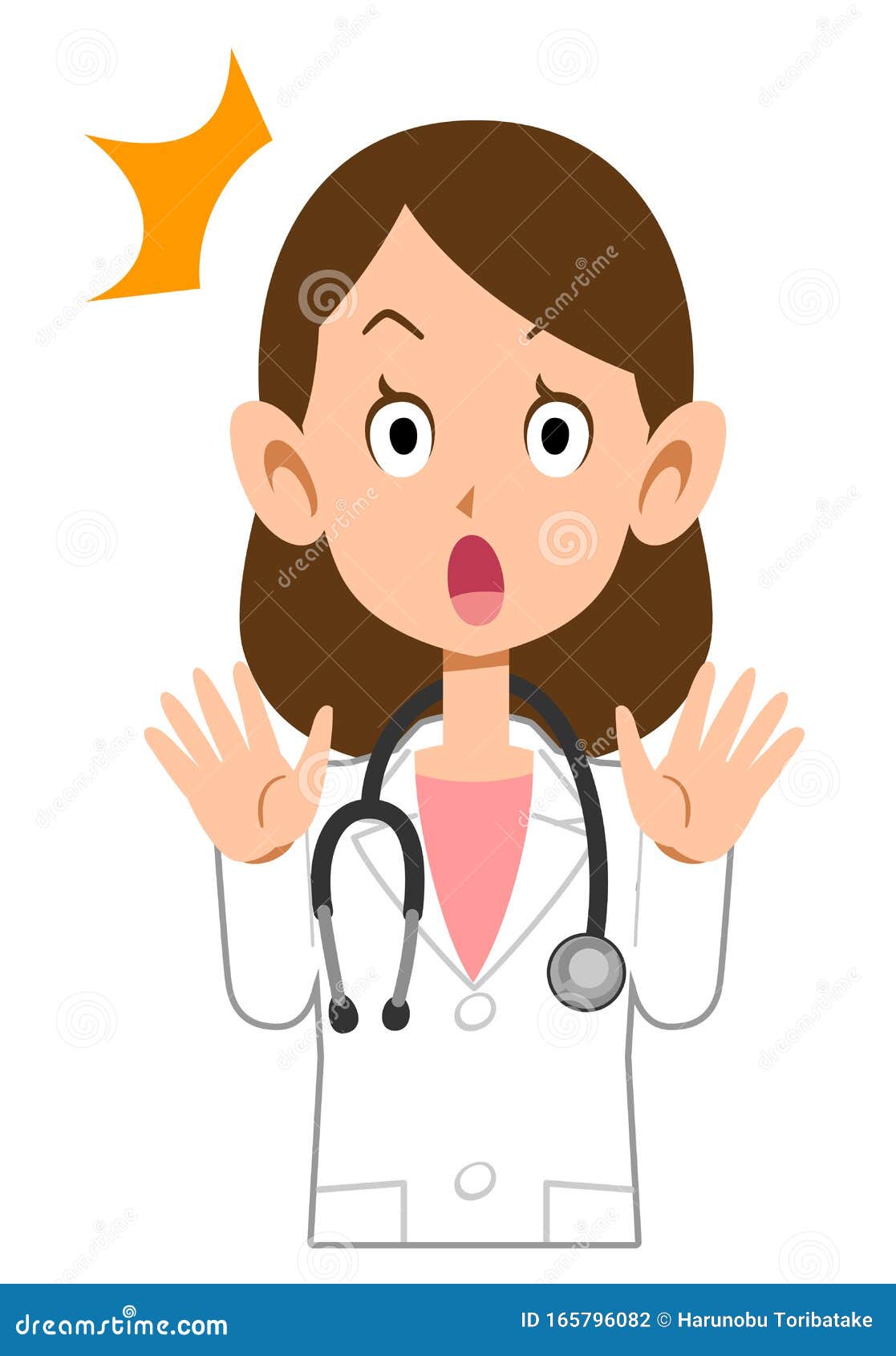 Surprised Female Doctor Wearing Lab Coat Stock Vector - Illustration of ...