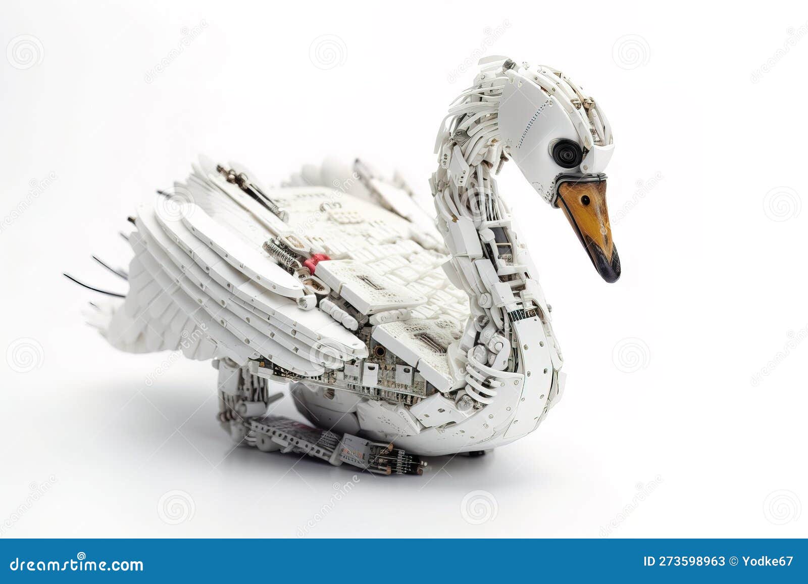 Image of a Swan Modified into a Robot on a White Background. Wild ...