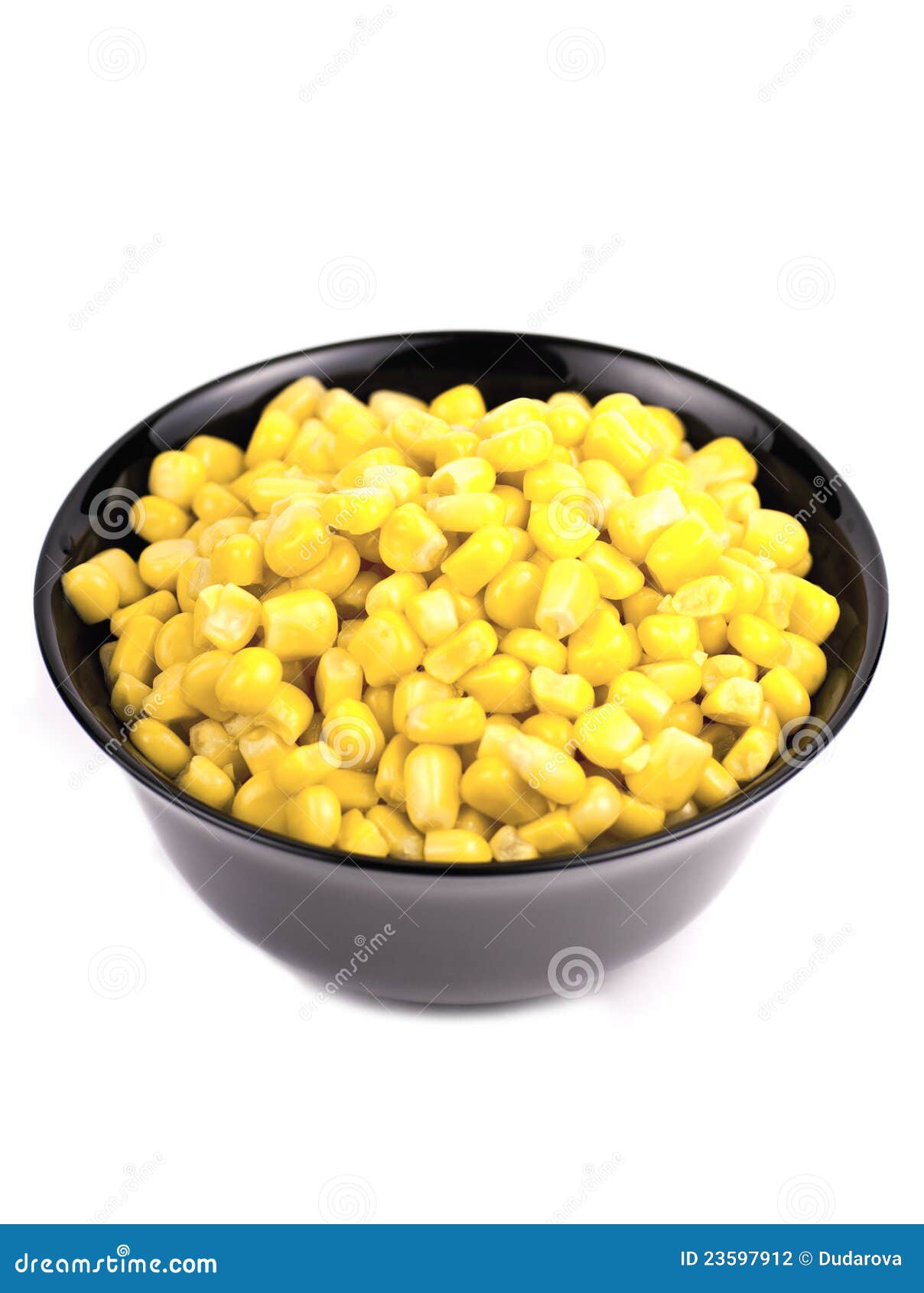 Image of Sweet Corn in a Black Bowl Stock Photo - Image of horizontal ...