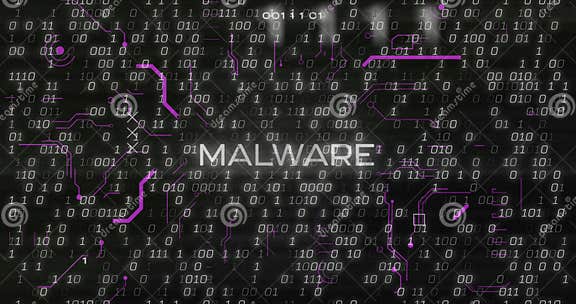 Image of X Symbol on Malware Text with Circuit Board Pattern Against ...