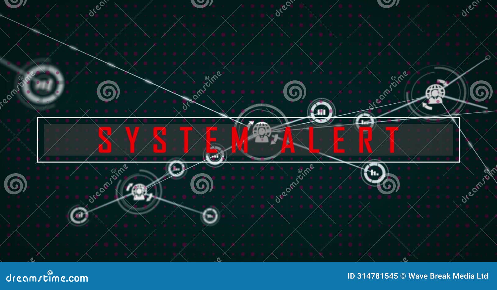 Image of System Alert Text and Connected Person with Globe and Graph ...