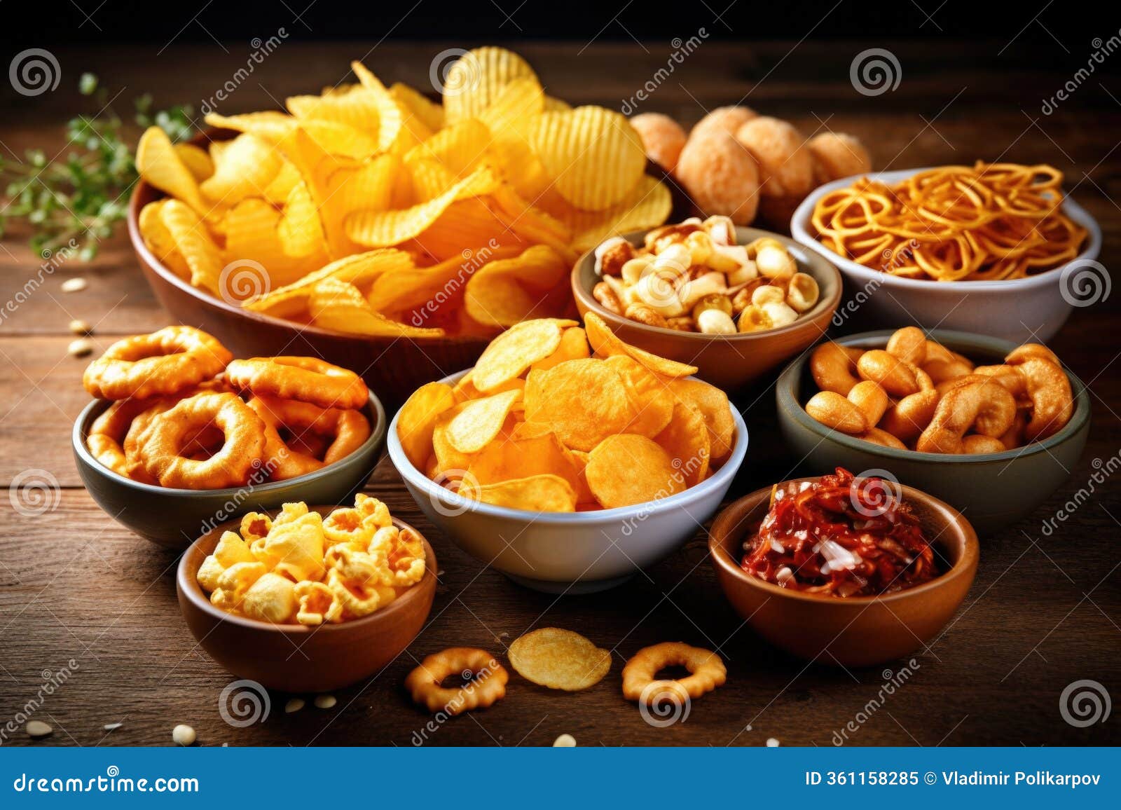 Image of a Table with Assorted Chips, Perfect for Food-related Projects ...