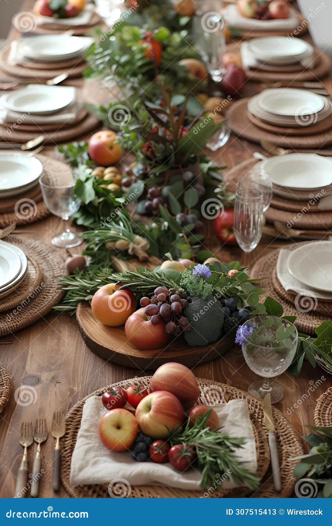 An Image of a Table Setting with Fruits and Vegetables on it Stock ...