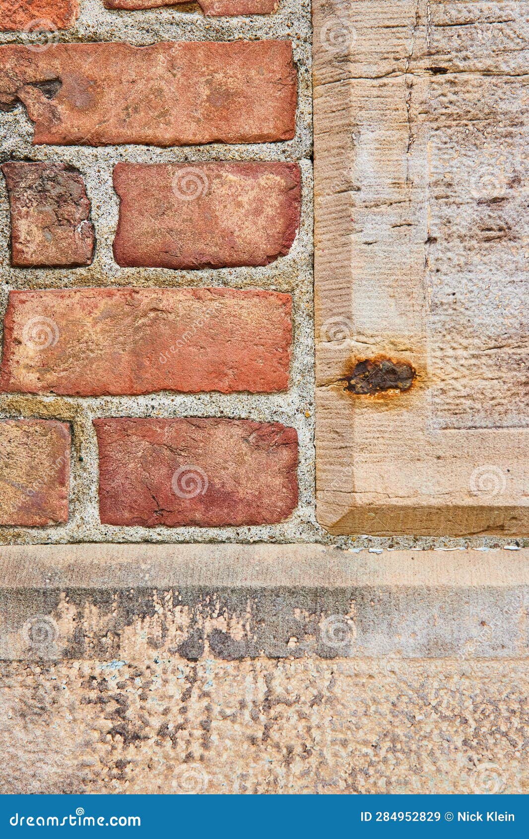 Tan Concrete Blocks with Rough Texture on Wall with Red Bricks ...