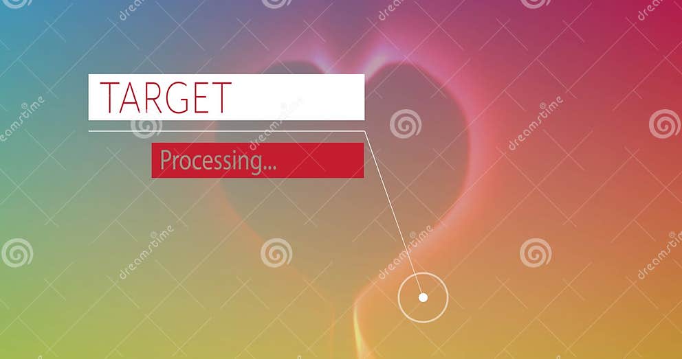 Image of Target Processing Over Heart on Colorful Background Stock ...