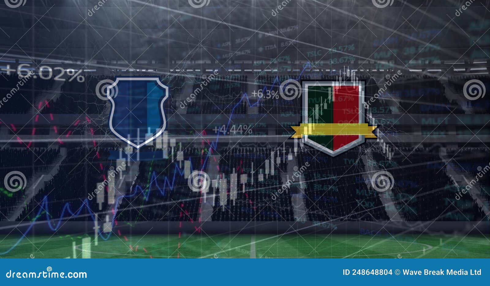 Image of Team Emblems with Graphs and Data Processing Over Sports ...