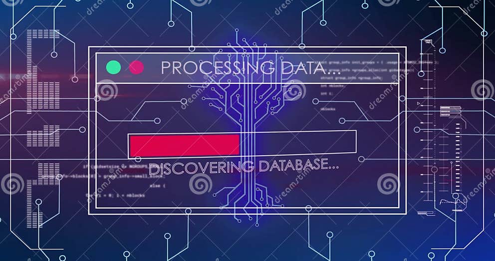 Image of Text and Data Processing Over Screen and Circuit Board Stock Illustration ...