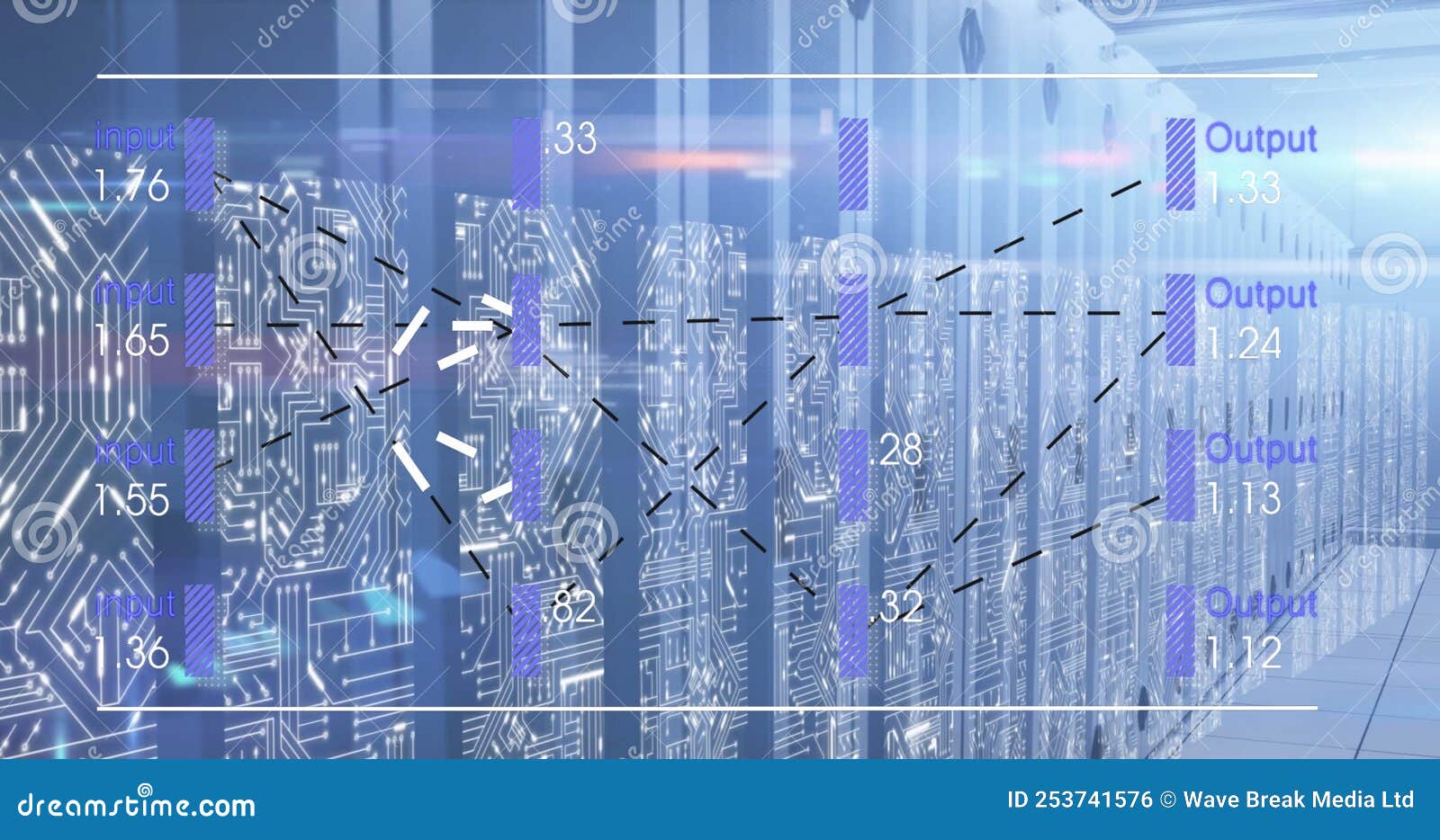 Image of Text, Numbers and Data Processing Over Computer Servers Stock ...