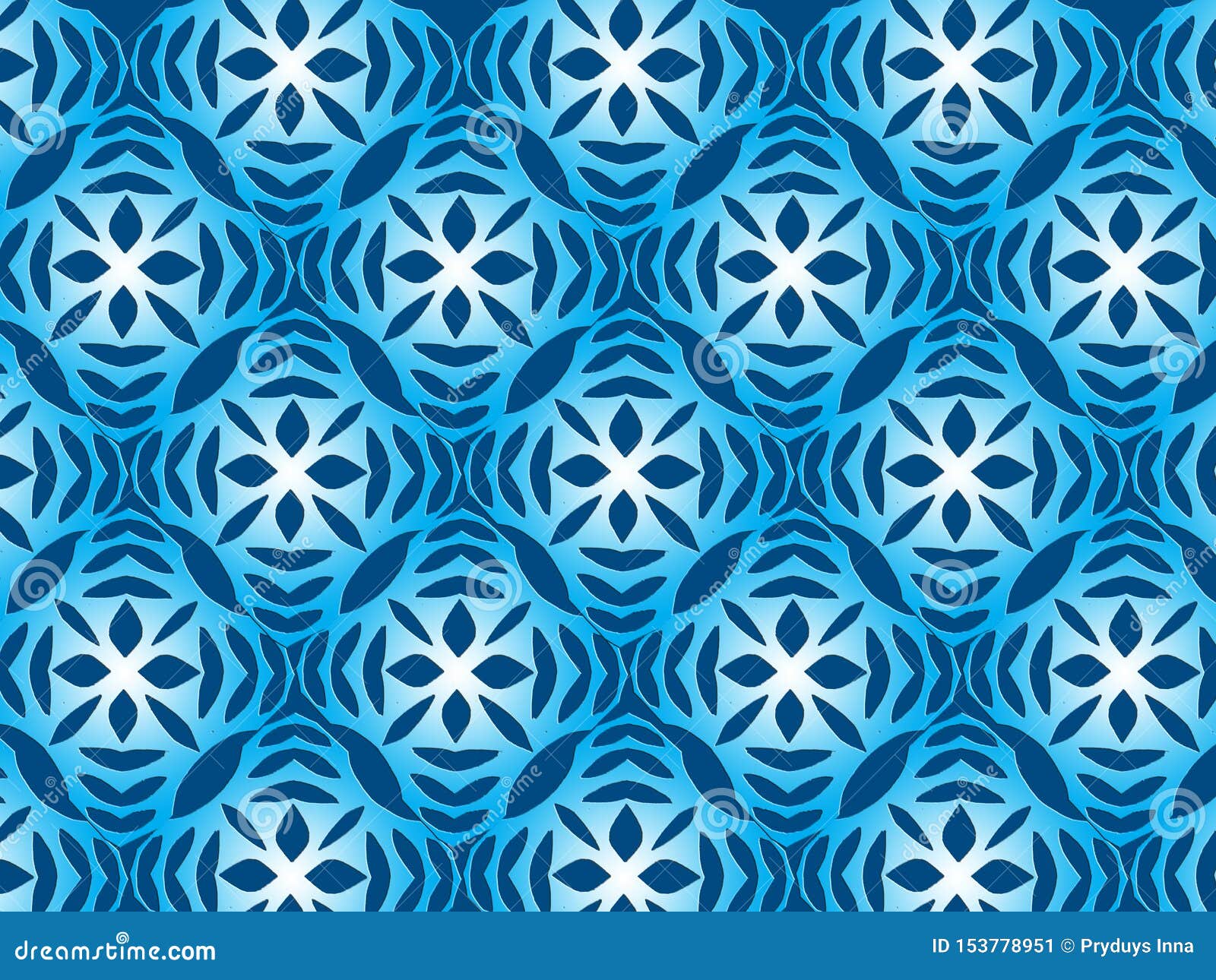 Pattern with Blue Decorative Elements Stock Illustration - Illustration ...