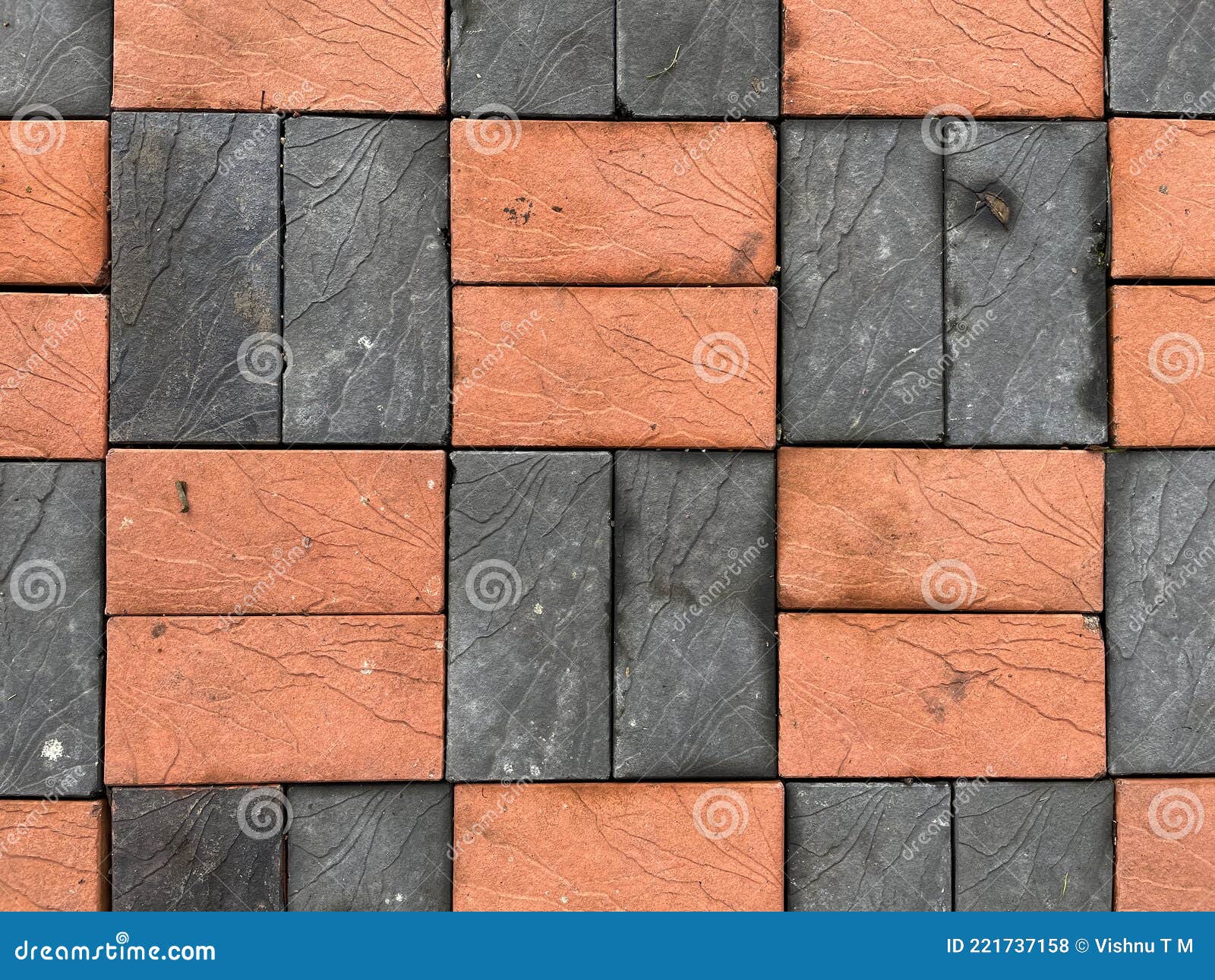 Texture Of Old Interlocking Stone Pavers With Grass And Soil Royalty ...