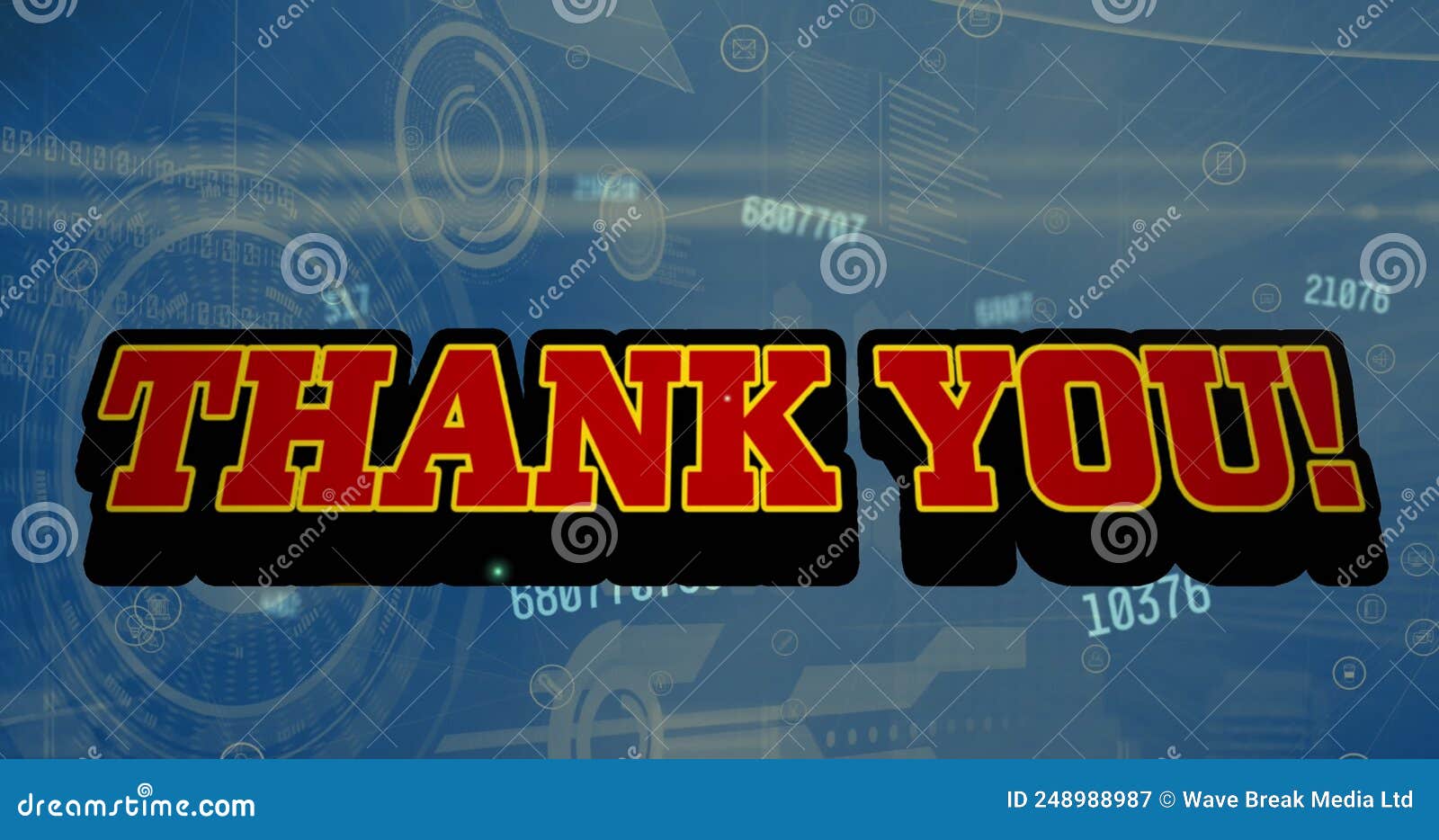 Image of Thank You Text and Data Processing on Blue Background Stock ...