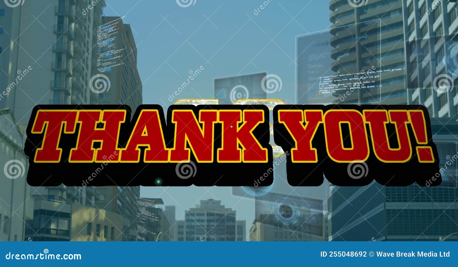 Image of Thank You Text and Data Processing Over Cityscape Stock Photo ...