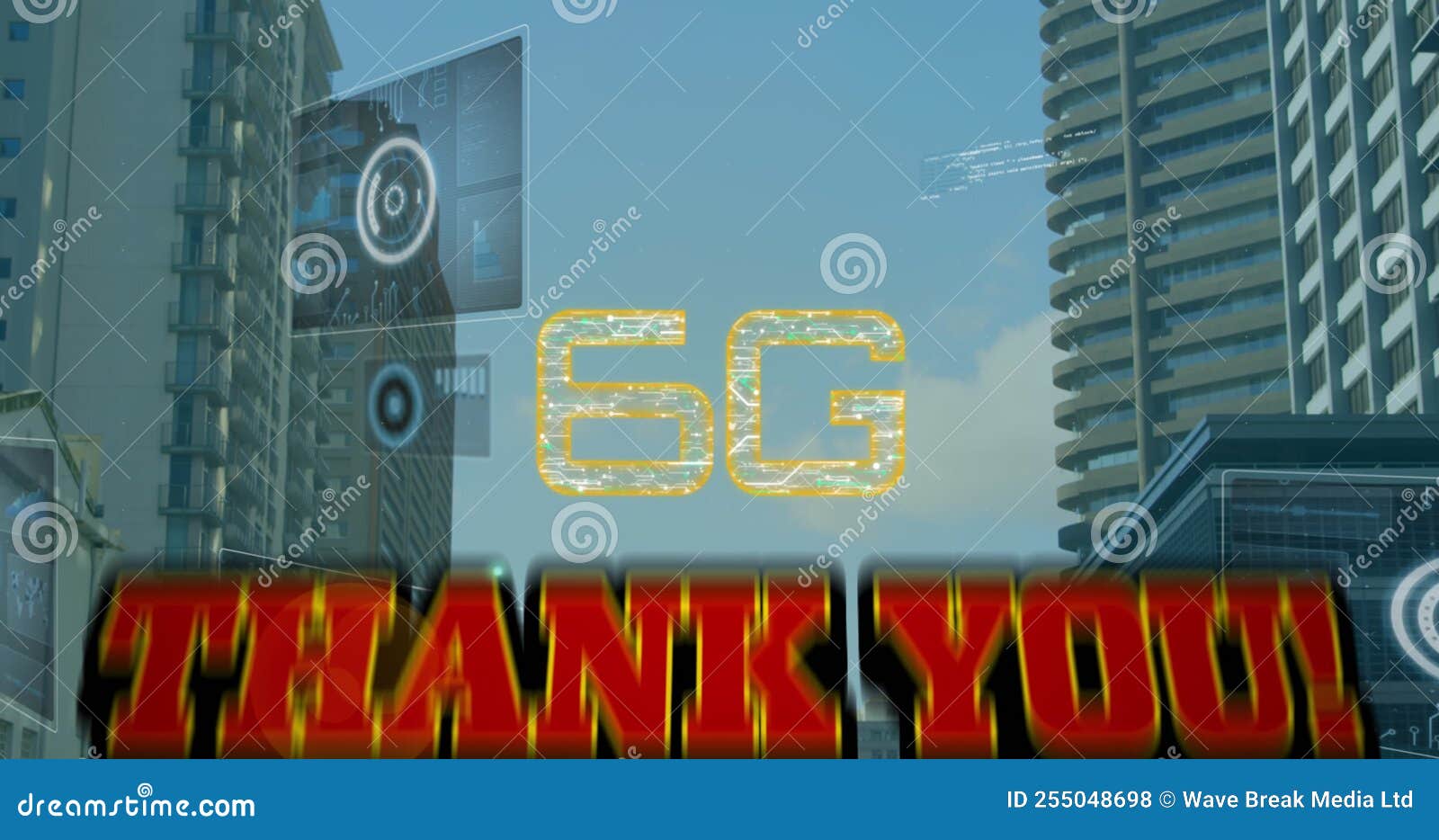 Image of Thank You Text and Data Processing Over Cityscape Stock Photo ...
