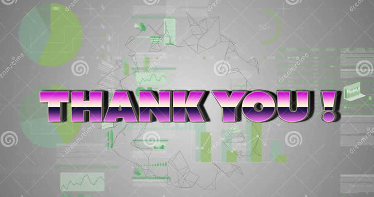 Image of Thank You Text Over Data Processing on Grey Background Stock ...