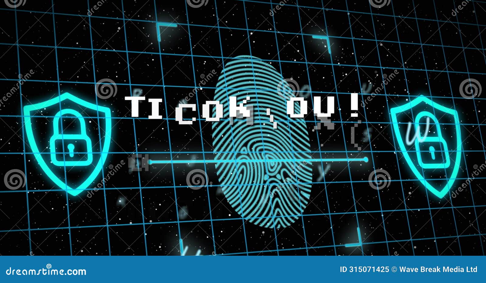 Image of Thank You Text Over Security Finger Print and Letters on Grid ...